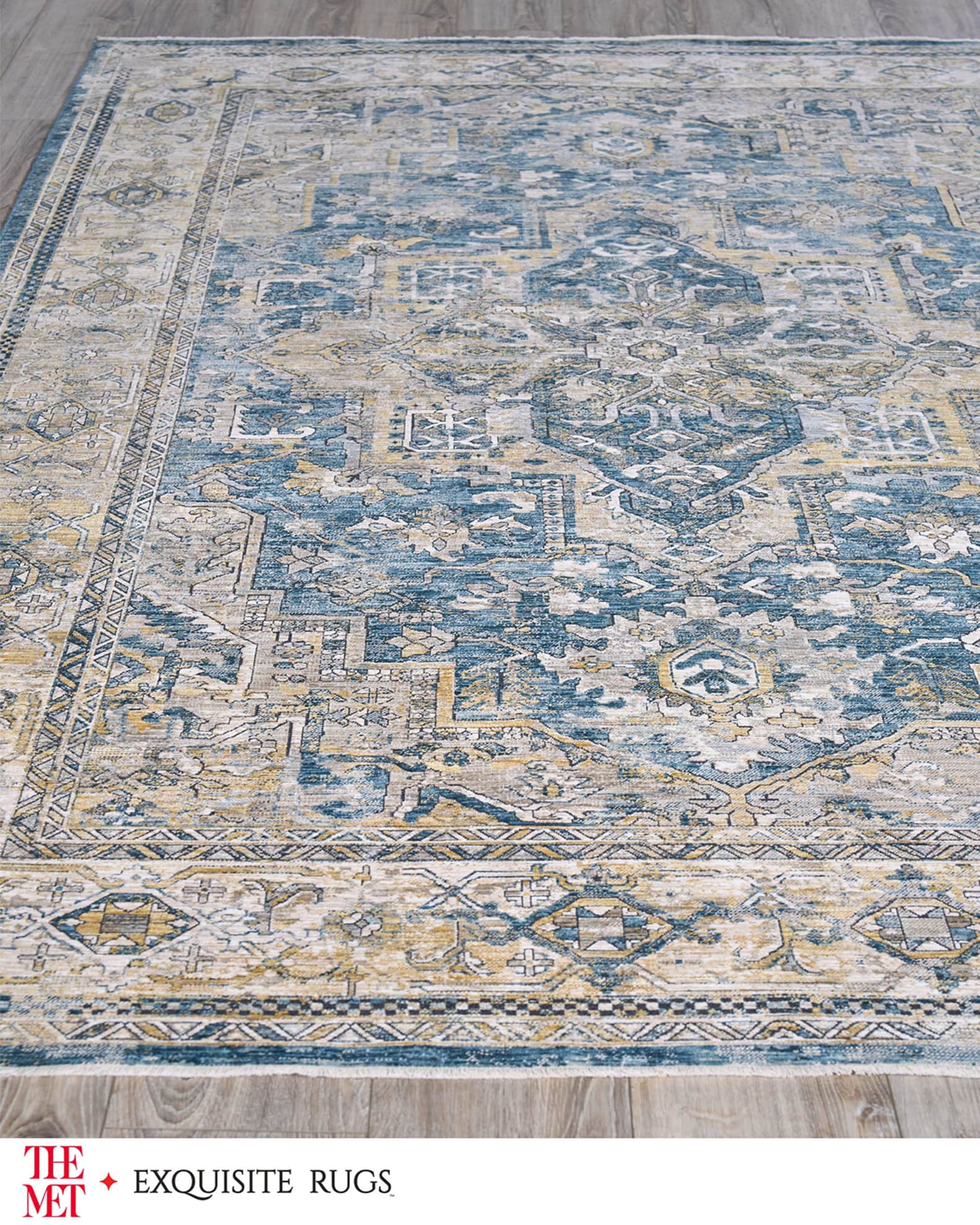 Antique-Loomed Blue and Beige Rug Collection | Neiman Marcus