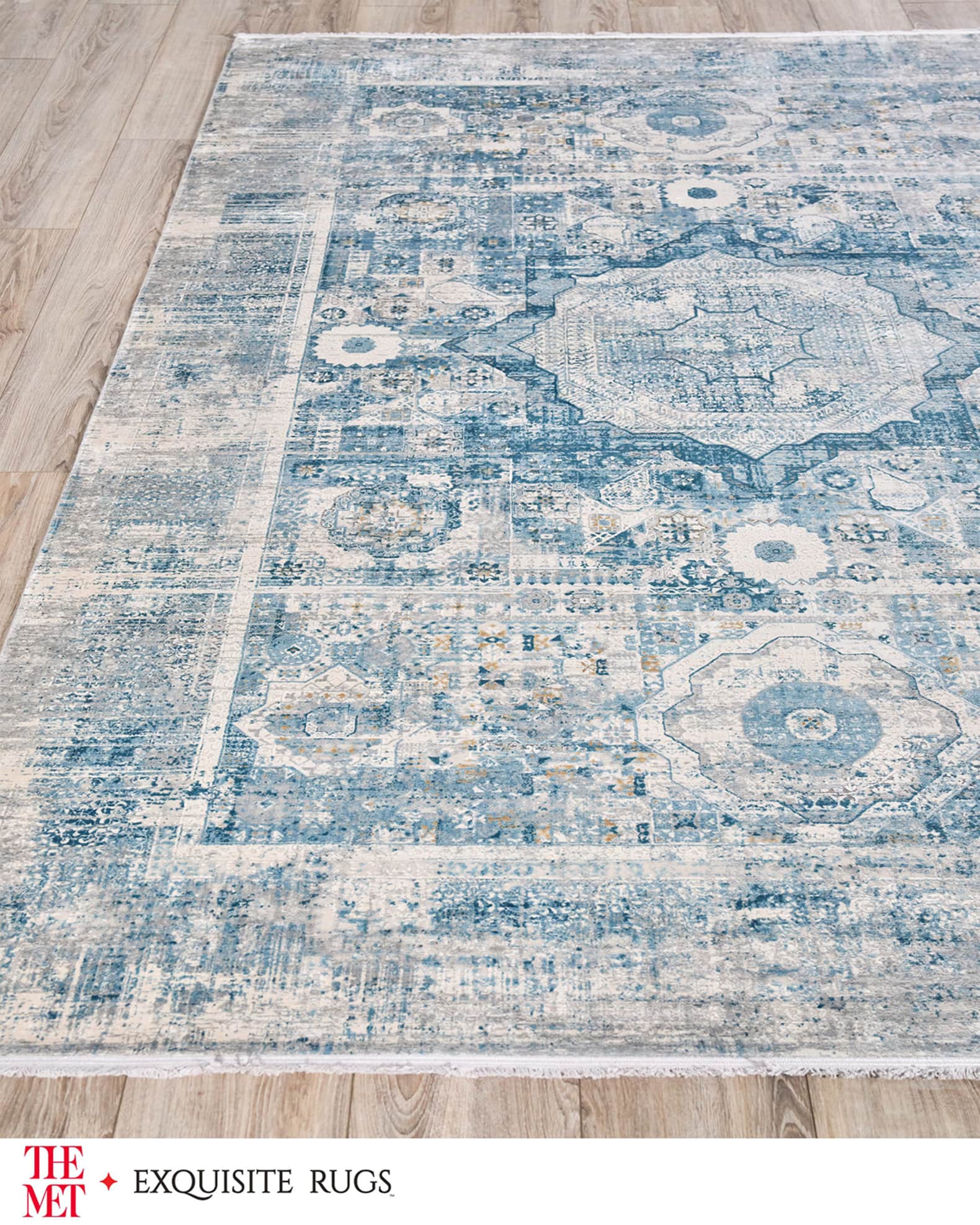 Legacy Power-Loomed Blue & Ivory Rug | Neiman Marcus
