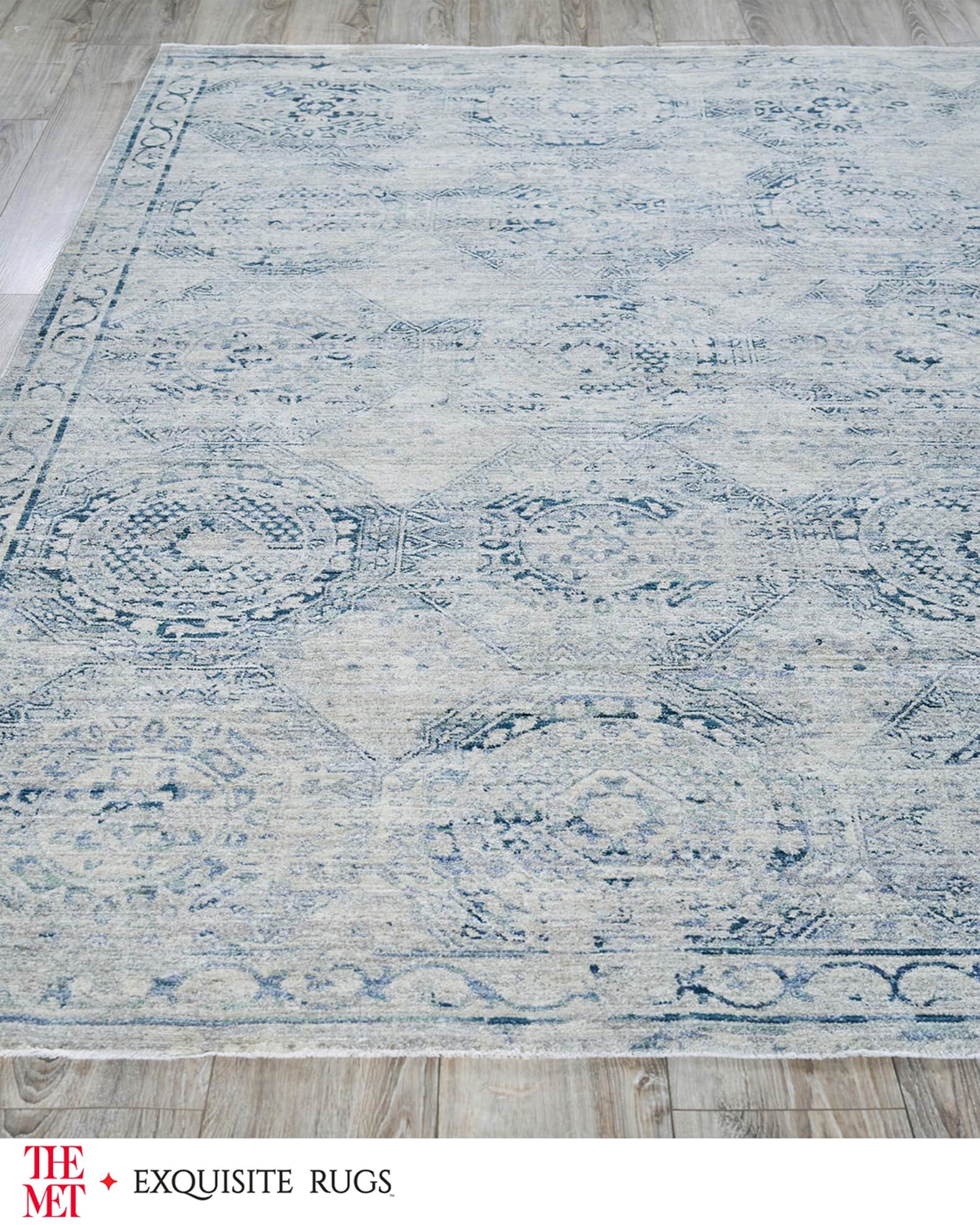 Exquisite Rugs x THE MET Vintage Loom Light Blue & Blue Rug, 6' x 9 ...