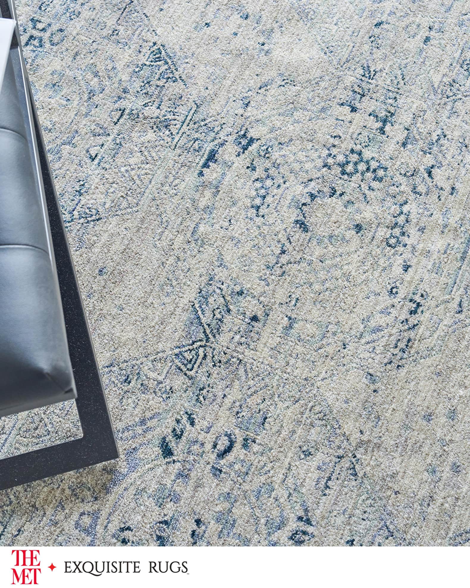 Exquisite Rugs x THE MET Vintage Loom Light Blue & Blue Rug, 6' x 9 ...