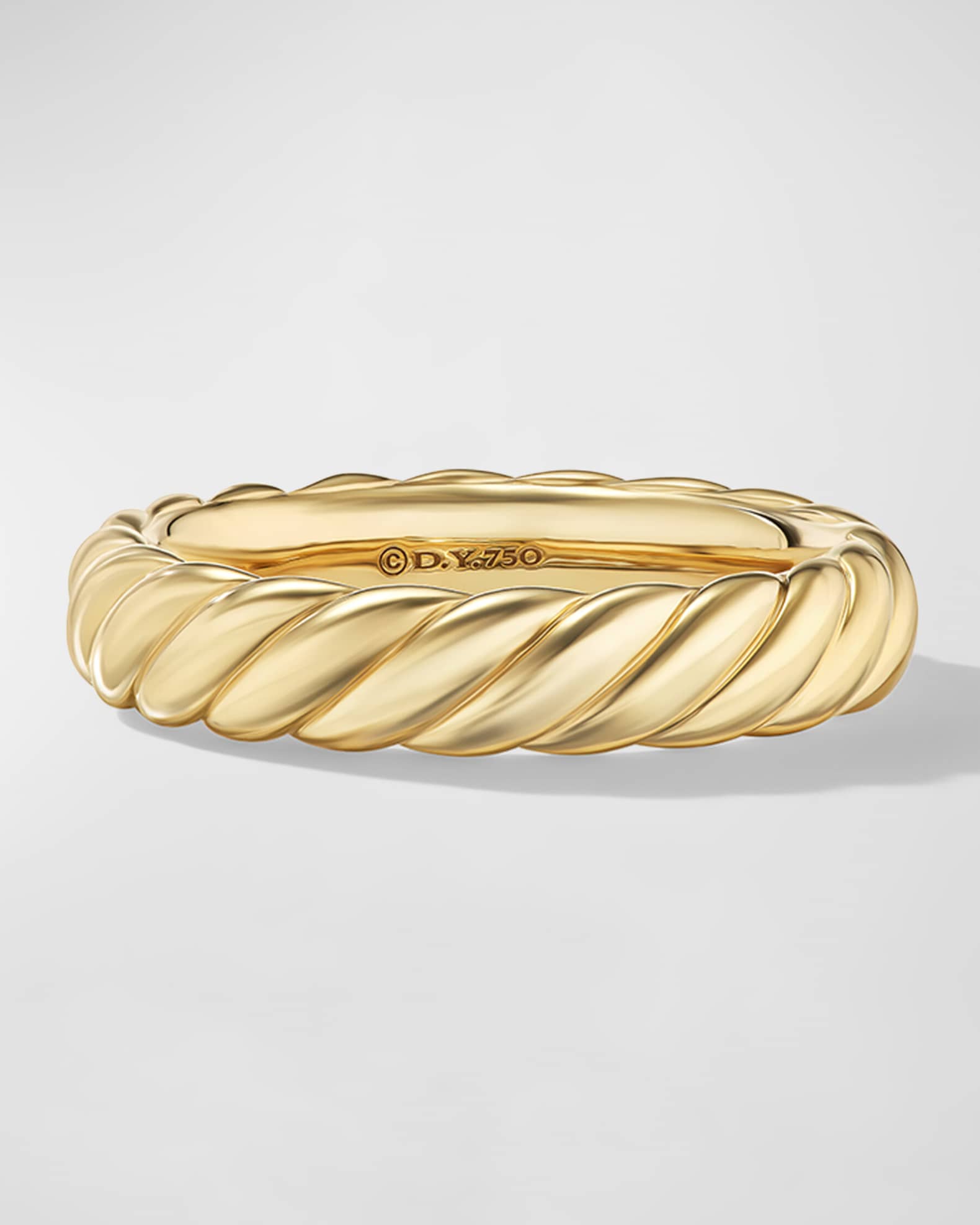 Sculpted Cable Band Ring in 18K Yellow Gold | Neiman Marcus