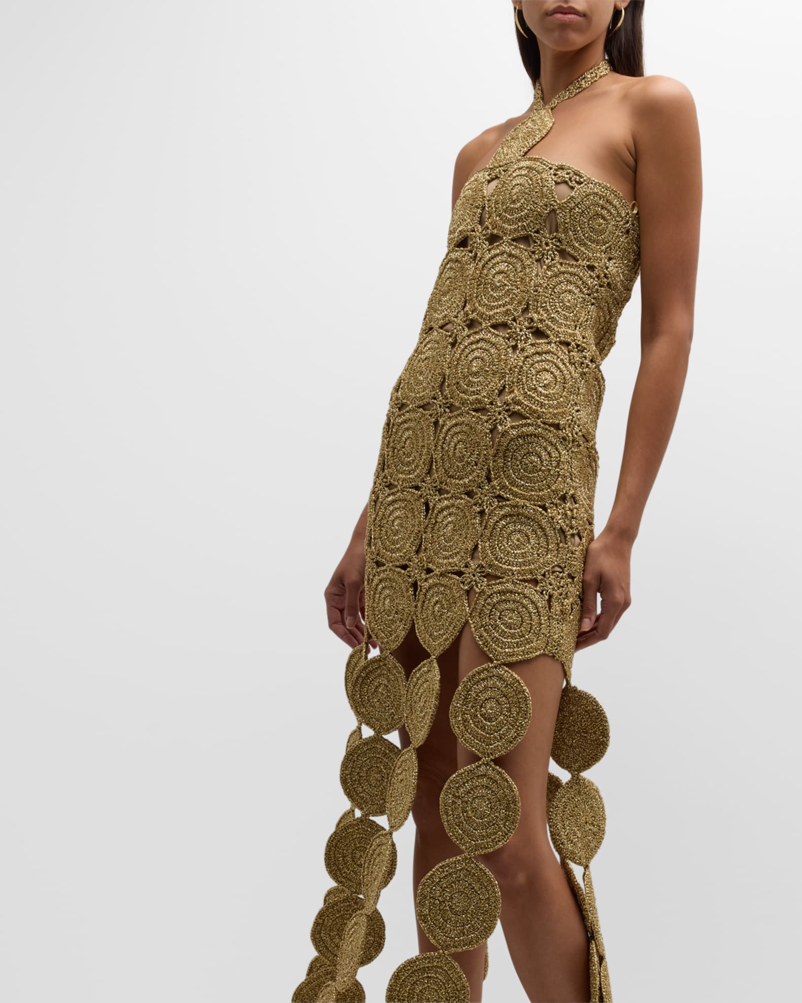 SIMONMILLER Beep Beep Lurex Crochet Cutout Halter Maxi Dress | Neiman ...