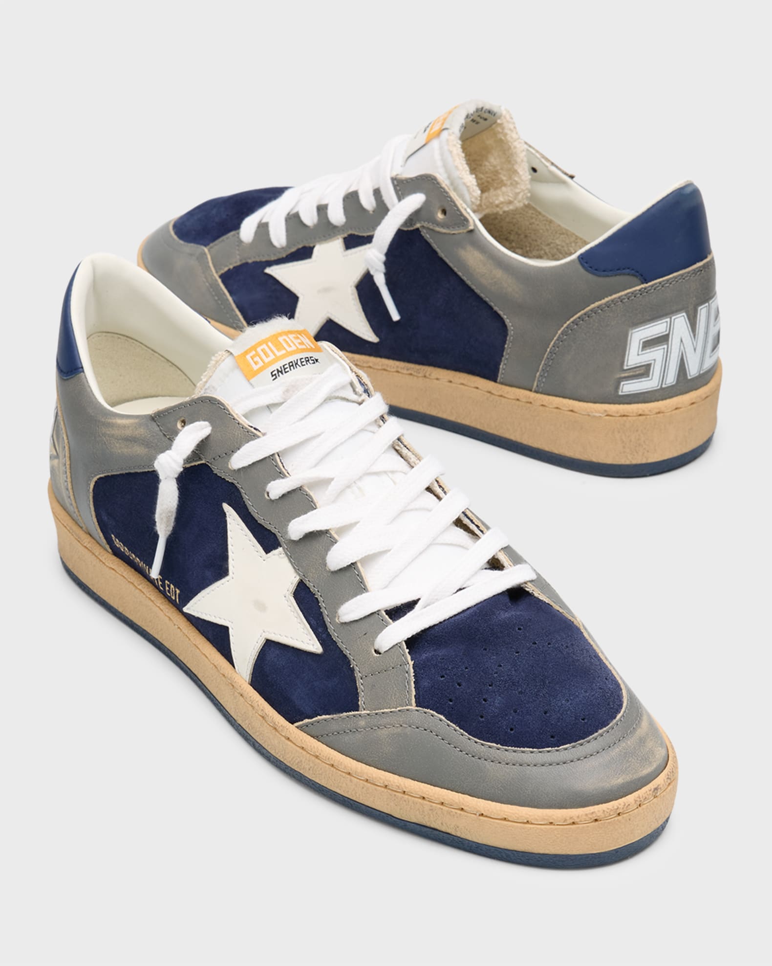 Golden Goose Men's Ball Star Distressed Leather Low-Top Sneakers ...