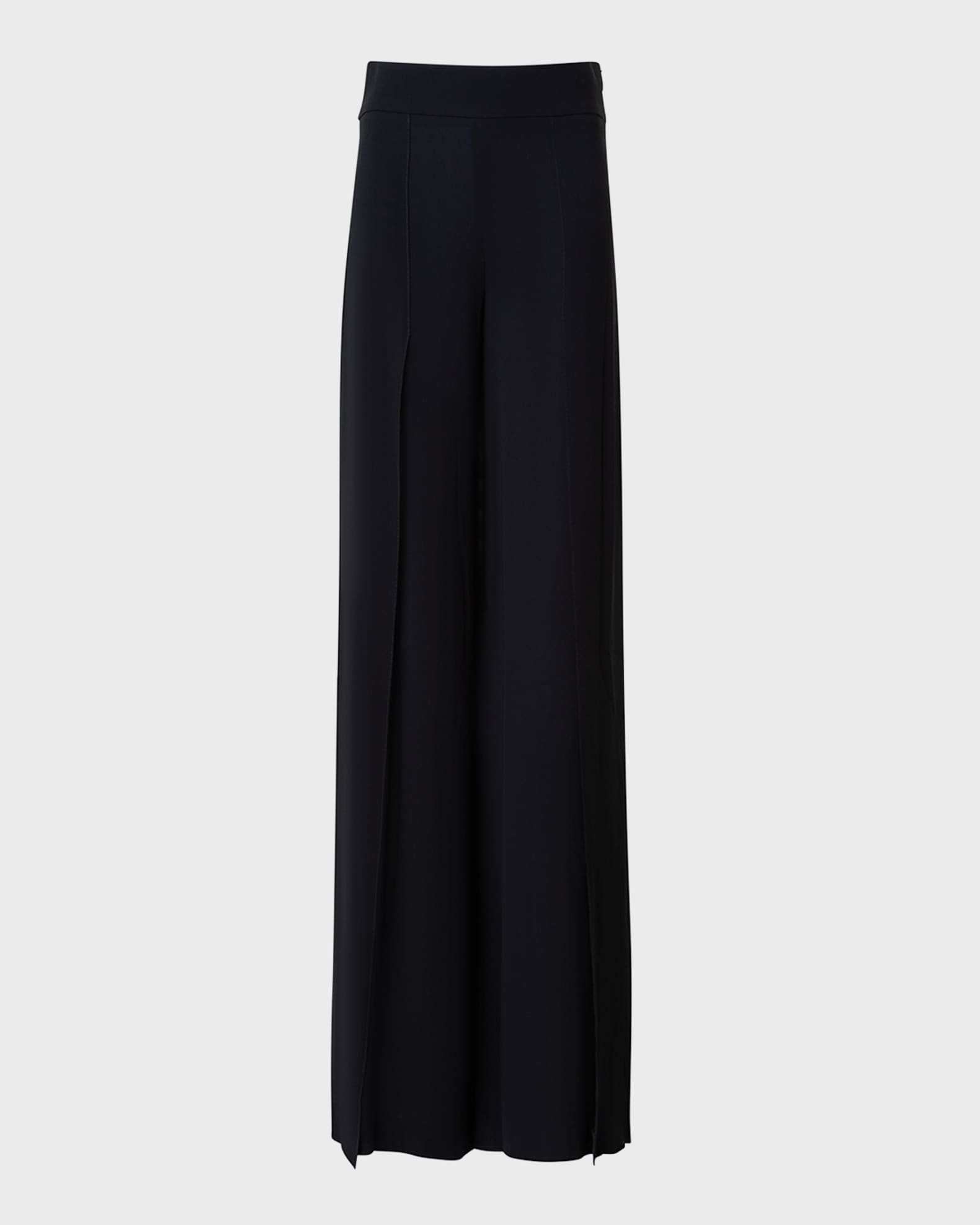 Akris Fellia Pintuck Wide-Leg Slits Silk Georgette Pants | Neiman Marcus