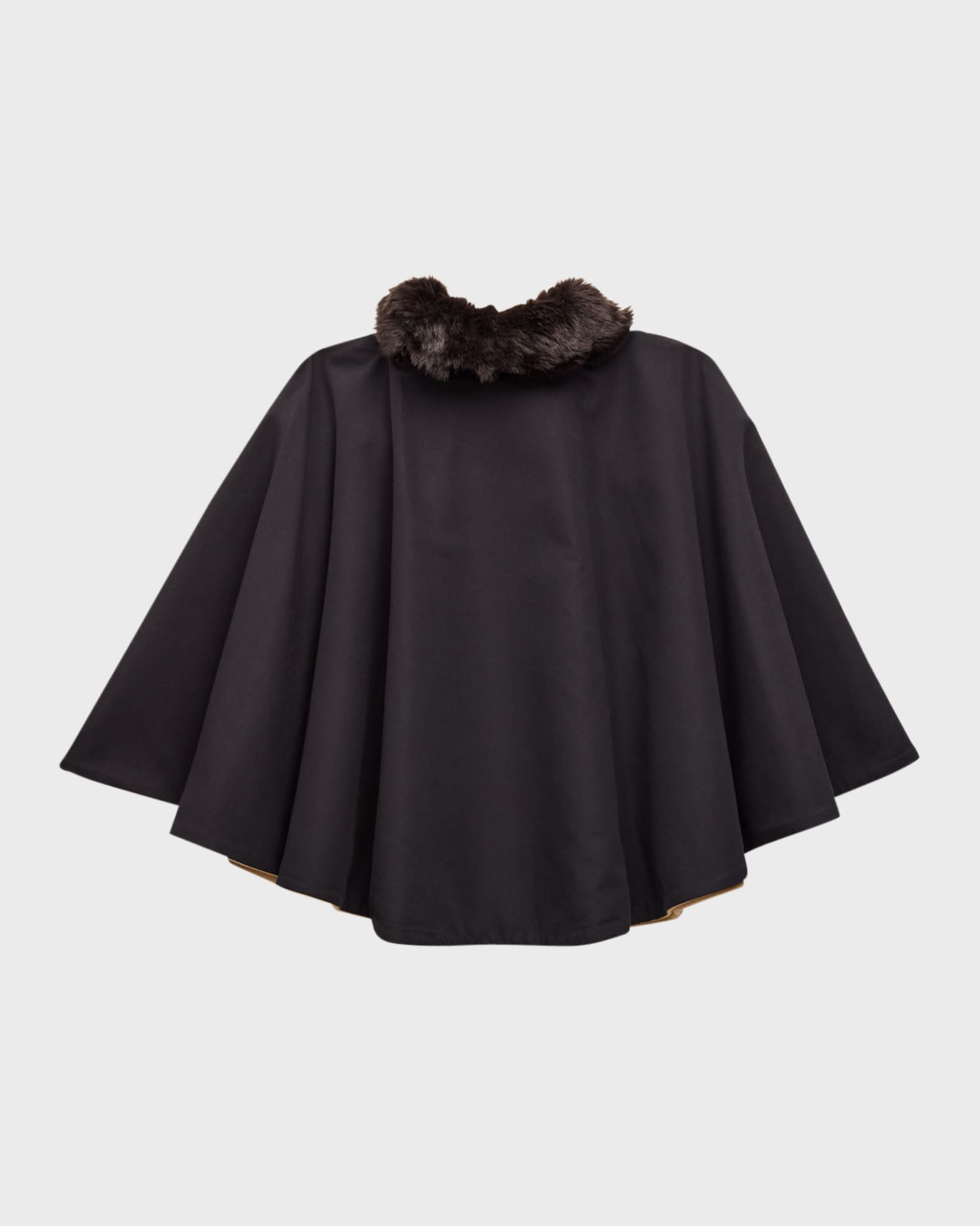 Girl's Reversible Faux Fur Collared Cape | Neiman Marcus