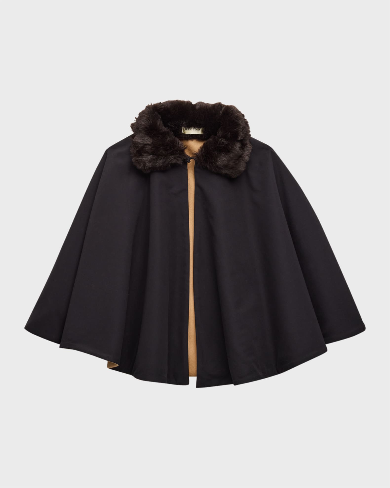 Girl's Reversible Faux Fur Collared Cape | Neiman Marcus