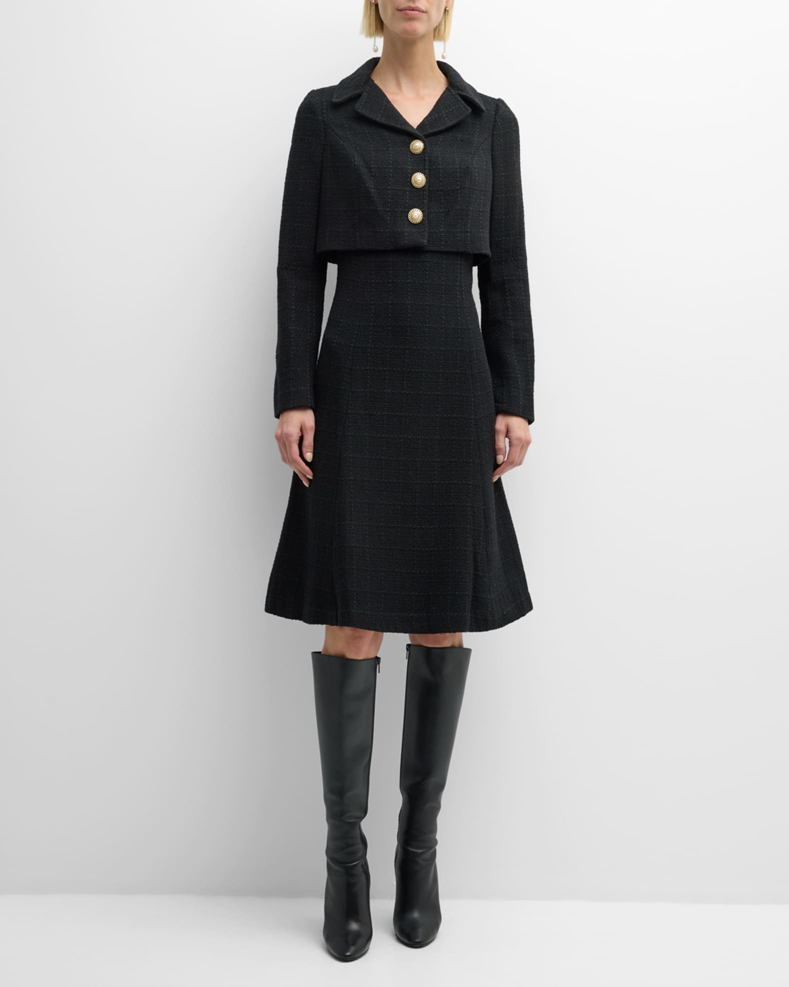 Rickie Freeman for Teri Jon Two-Piece A-Line Tweed Midi Dress | Neiman ...