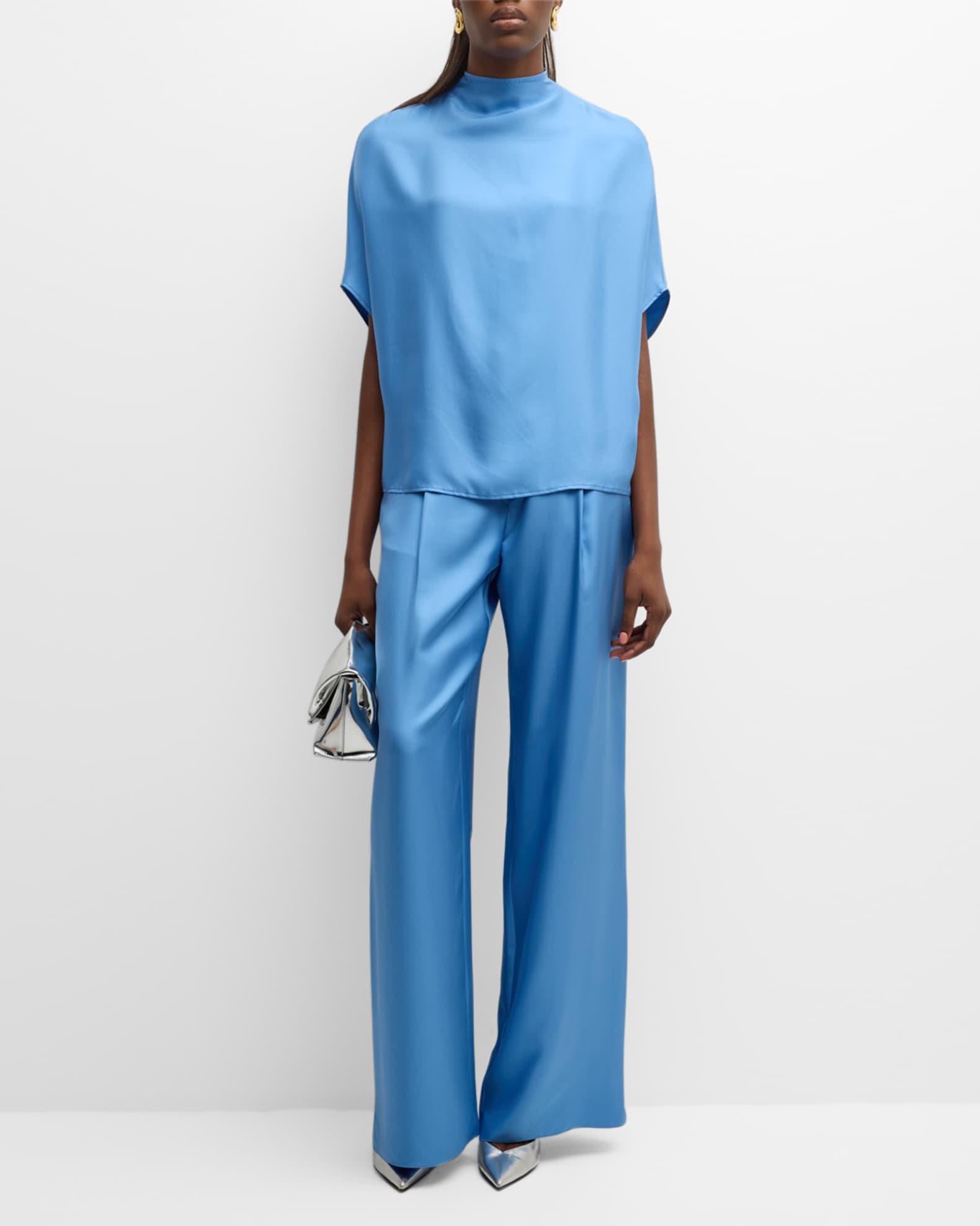 LAPOINTE Organic Silky Twill Cape Tee | Neiman Marcus