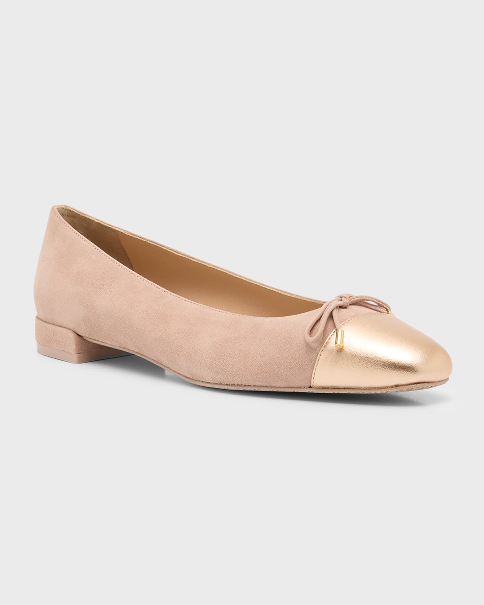 Stuart Weitzman Sleek Bicolor Bow Ballerina Flats | Neiman Marcus