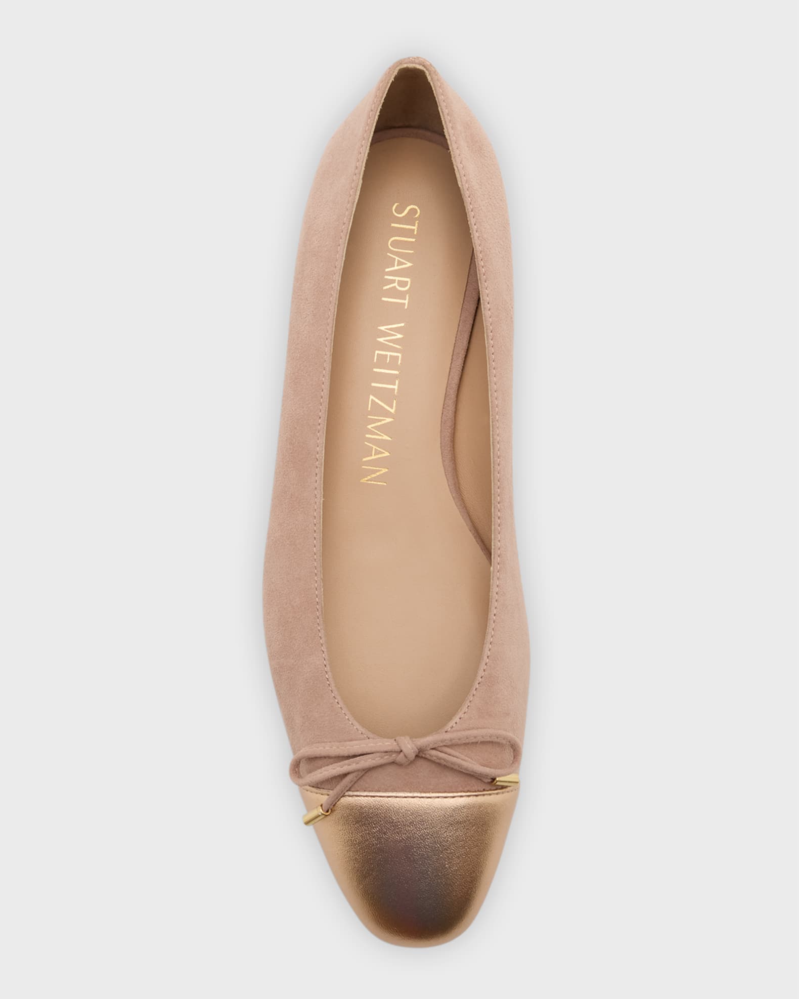 Stuart Weitzman Sleek Bicolor Bow Ballerina Flats | Neiman Marcus