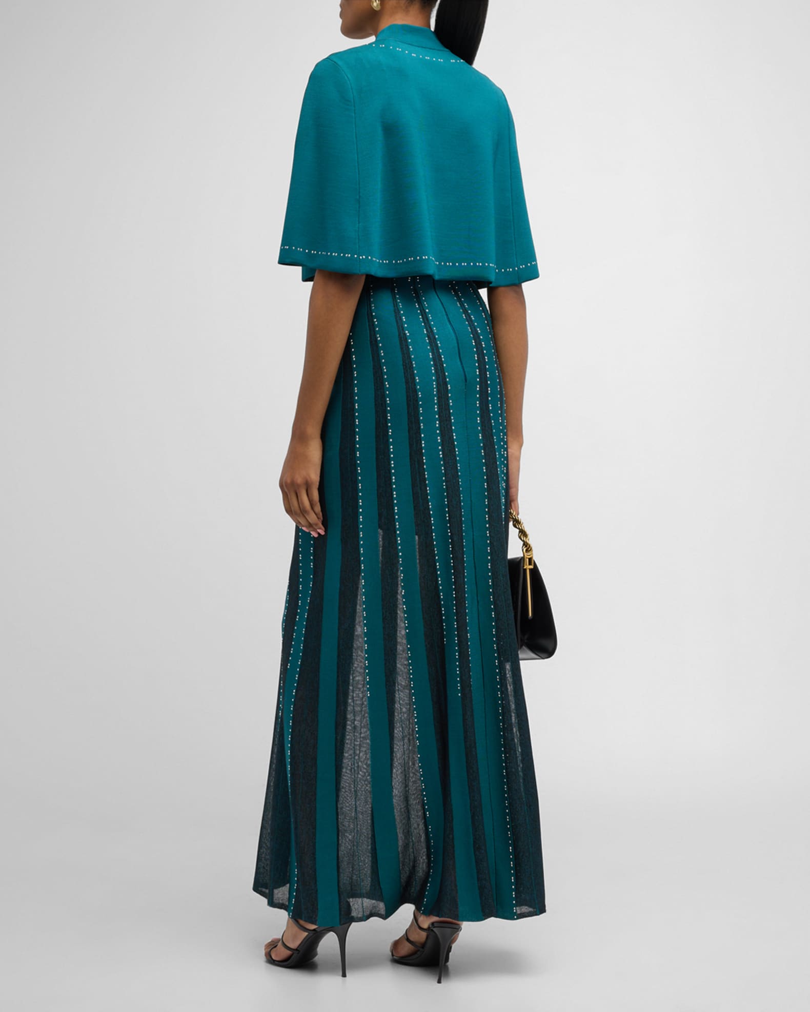 St. John Strass Embellished Stretch Pique Knit Cape | Neiman Marcus