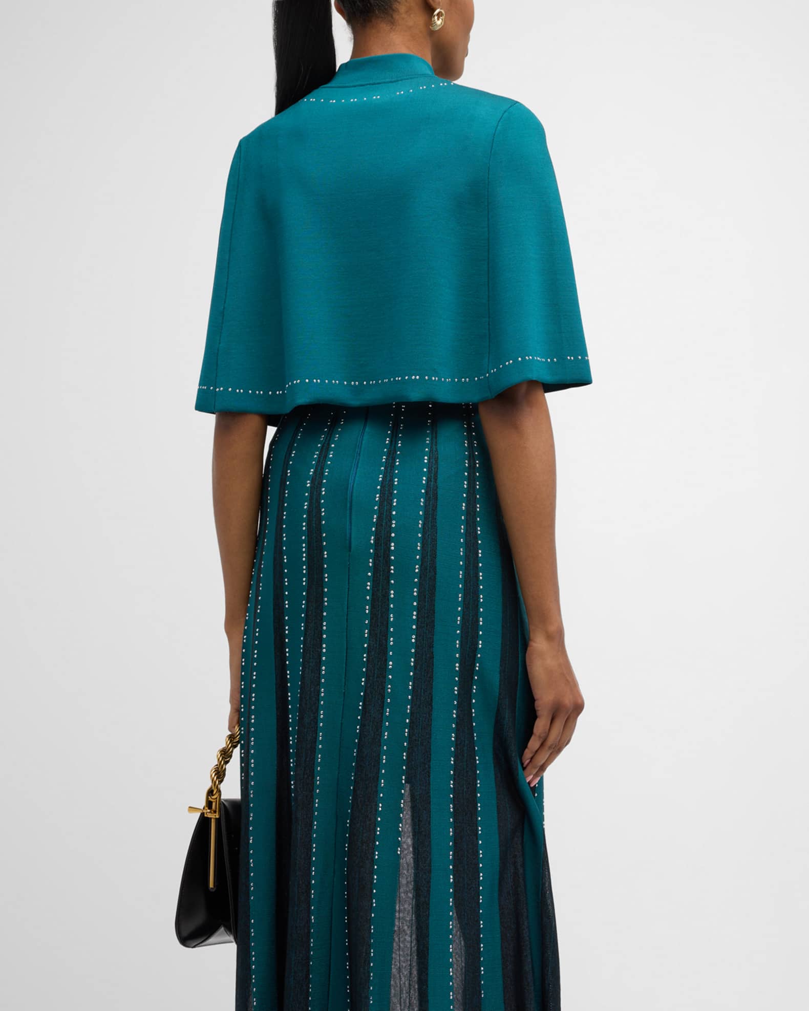 St. John Strass Embellished Stretch Pique Knit Cape | Neiman Marcus