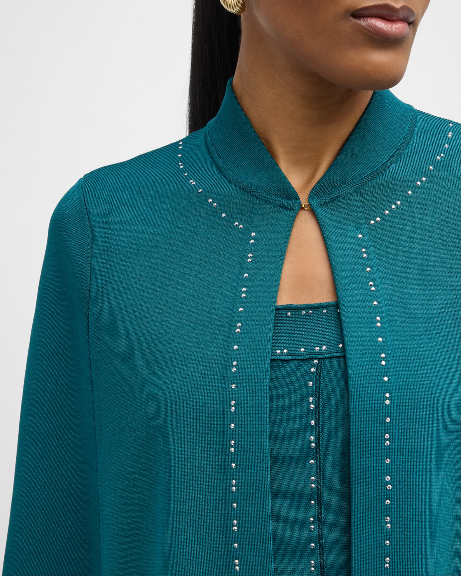 St. John Strass Embellished Stretch Pique Knit Cape | Neiman Marcus