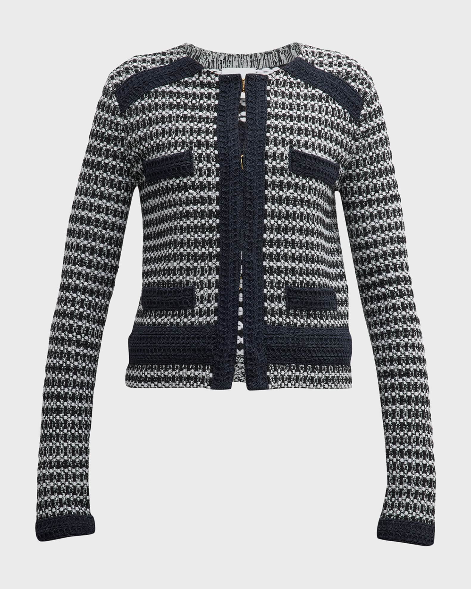 St. John Textured-Trim Bi-Color Knit Jacket | Neiman Marcus