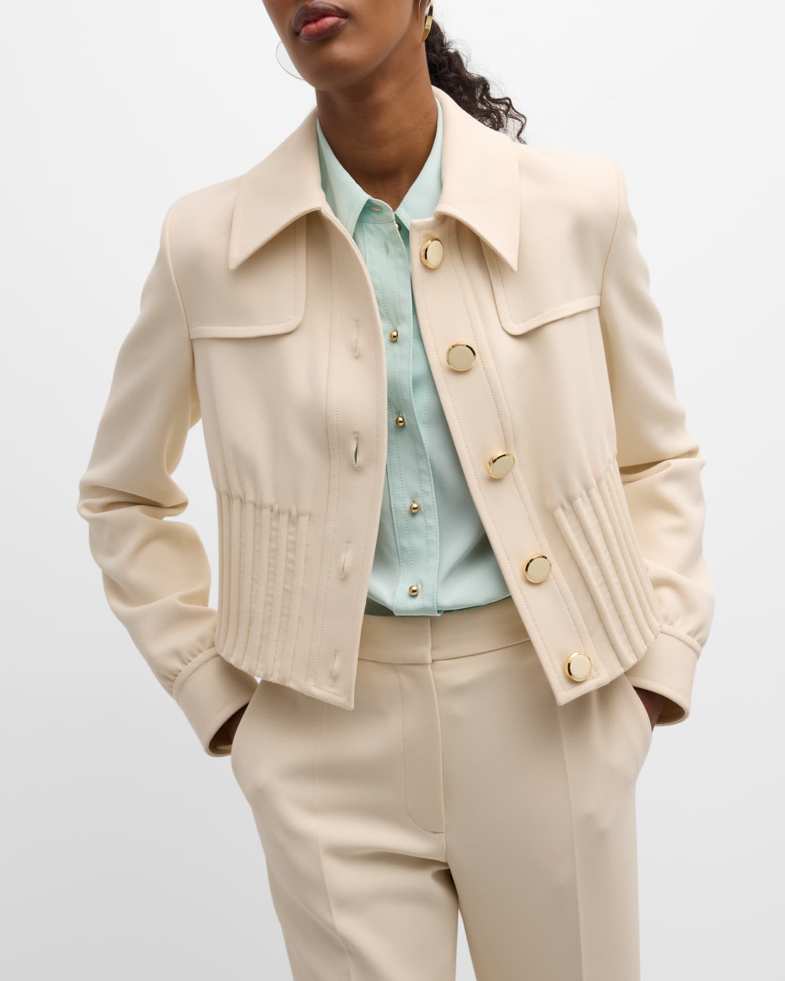 St. John Corset-Waist Stretch Crepe Jacket | Neiman Marcus