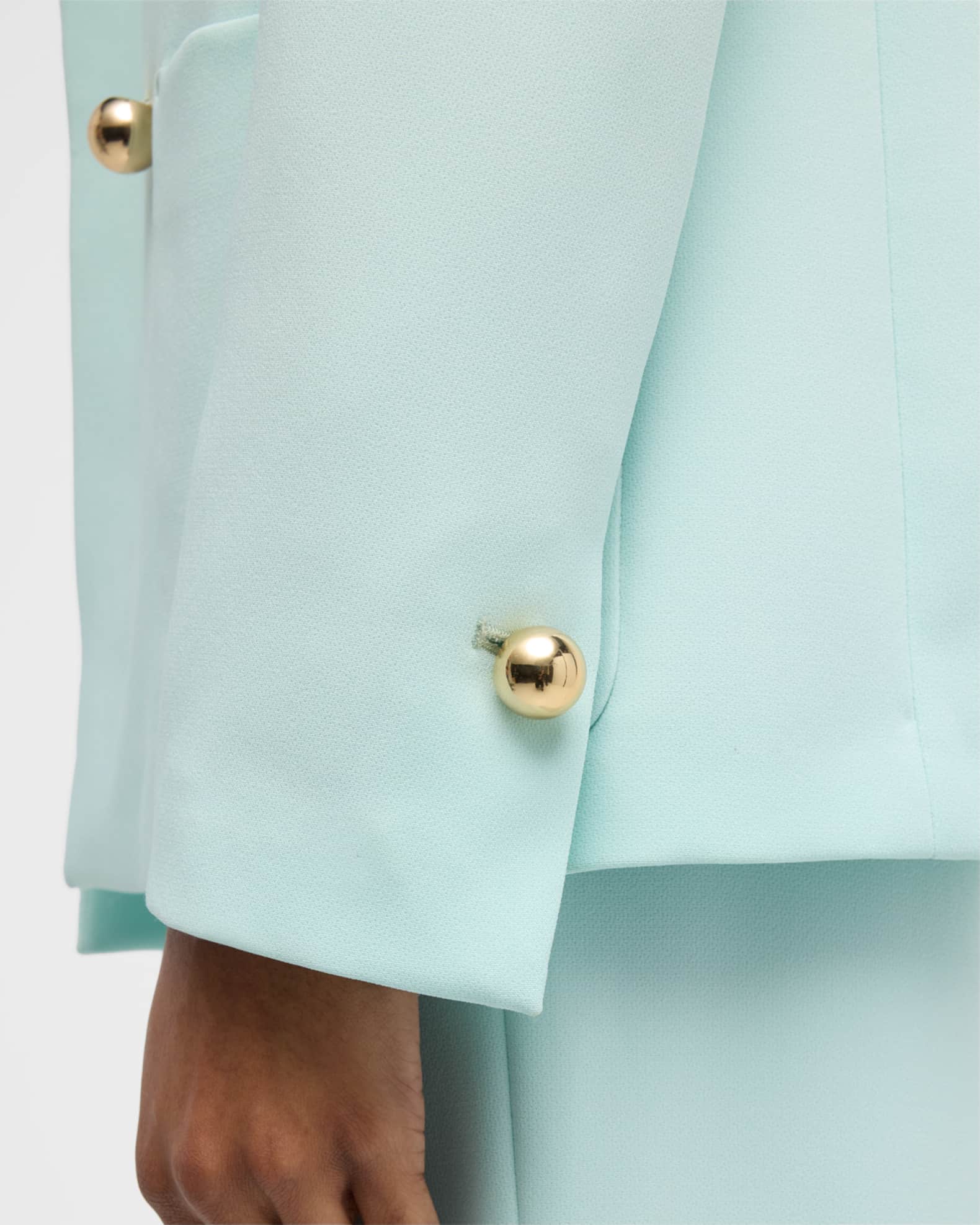 St. John Golden Ball-Button Double-Breasted Cady Jacket | Neiman Marcus