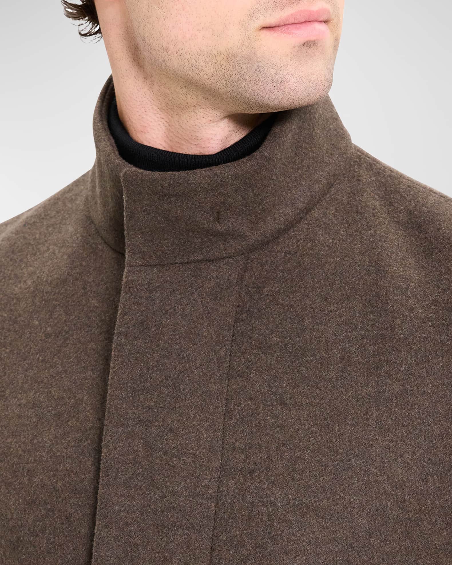 Theory Men's Clarence Concealed-Zip Overcoat | Neiman Marcus