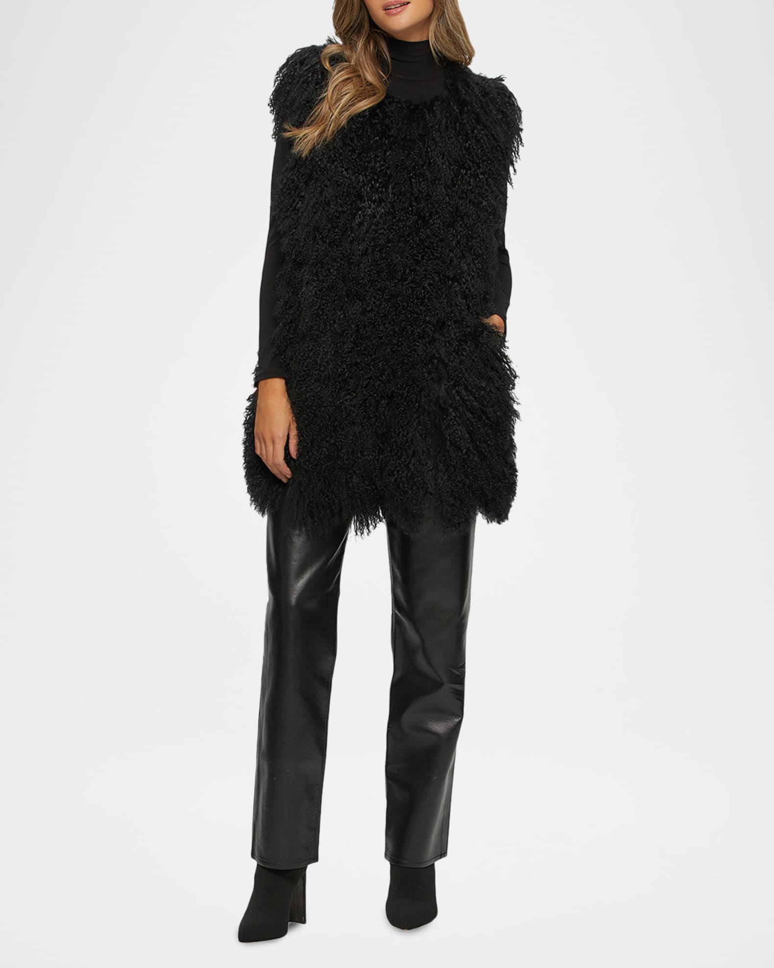 Gorski Monoglian Lamb Vertical Layer Vest | Neiman Marcus