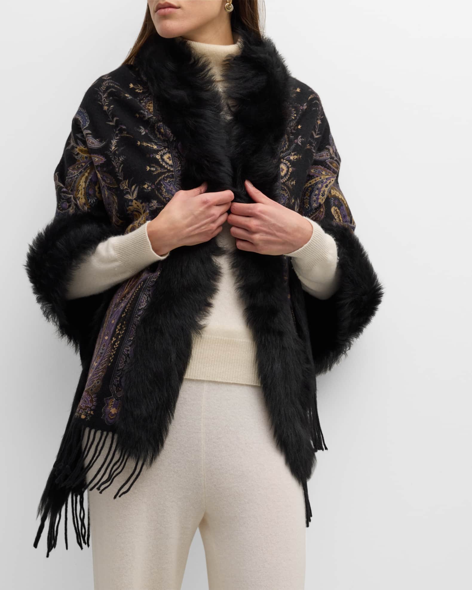 Gorski Paisley Cashmere & Shearling Stole | Neiman Marcus