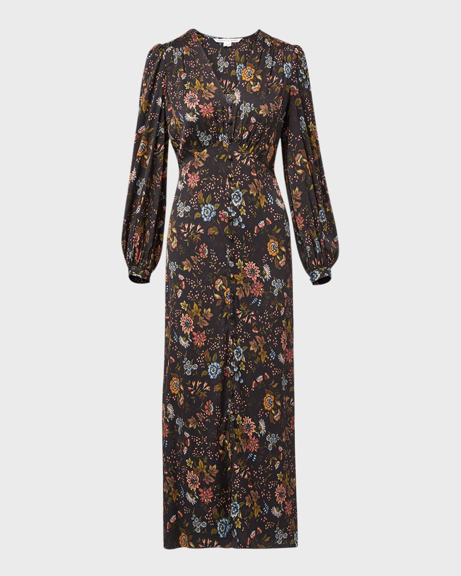 Veronica Beard Terina Floral Long-Sleeve Button-Front Midi Dress ...