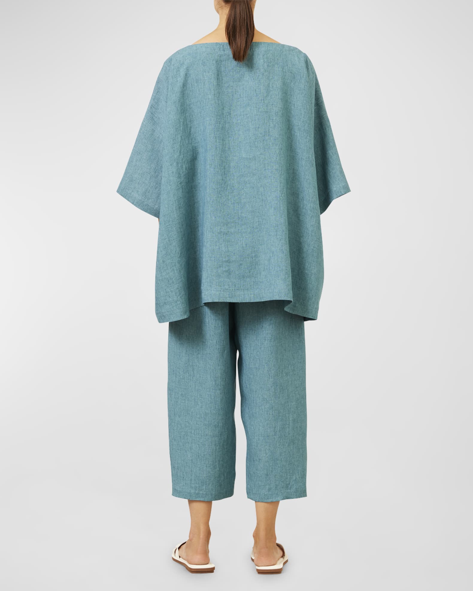 Eskandar Angle-To-Front 3/4-Sleeve Scoop-Neck Tunic (Long Length ...