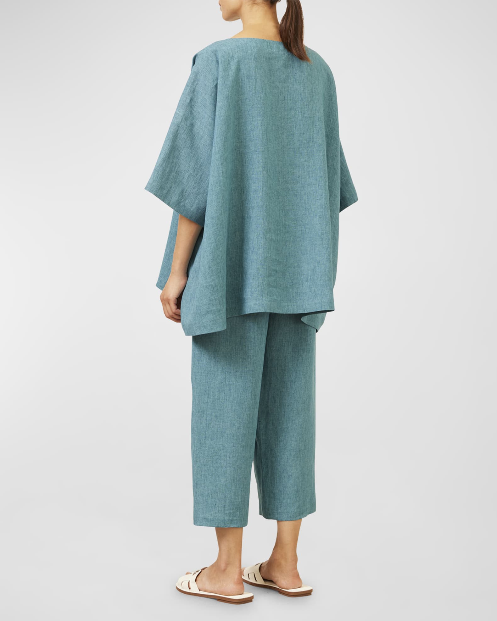 Eskandar Angle-To-Front 3/4-Sleeve Scoop-Neck Tunic (Long Length ...