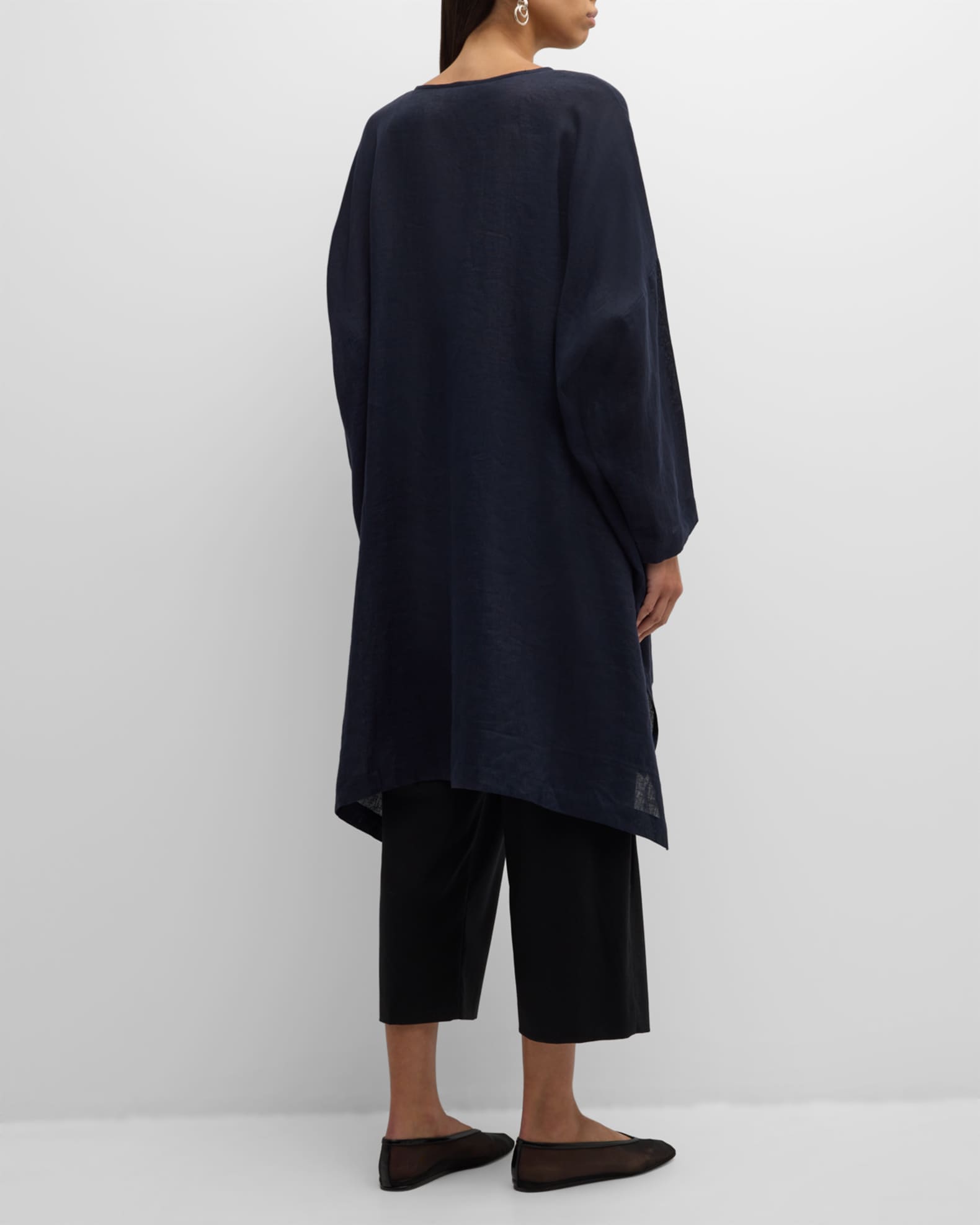 Eskandar Wide Longer-Back Bound Neck Shirt (Very Long Length) With ...