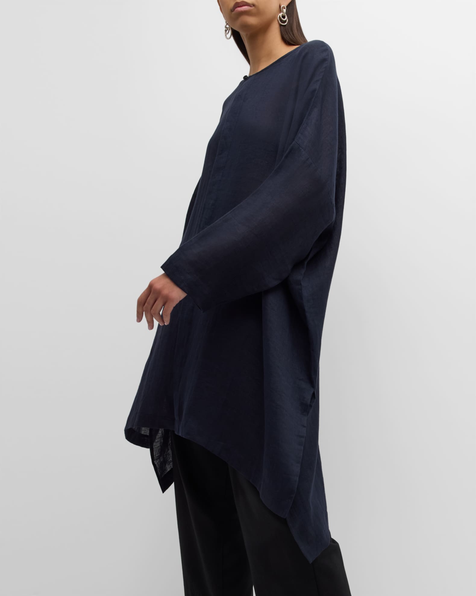 Eskandar Wide Longer-Back Bound Neck Shirt (Very Long Length) With ...