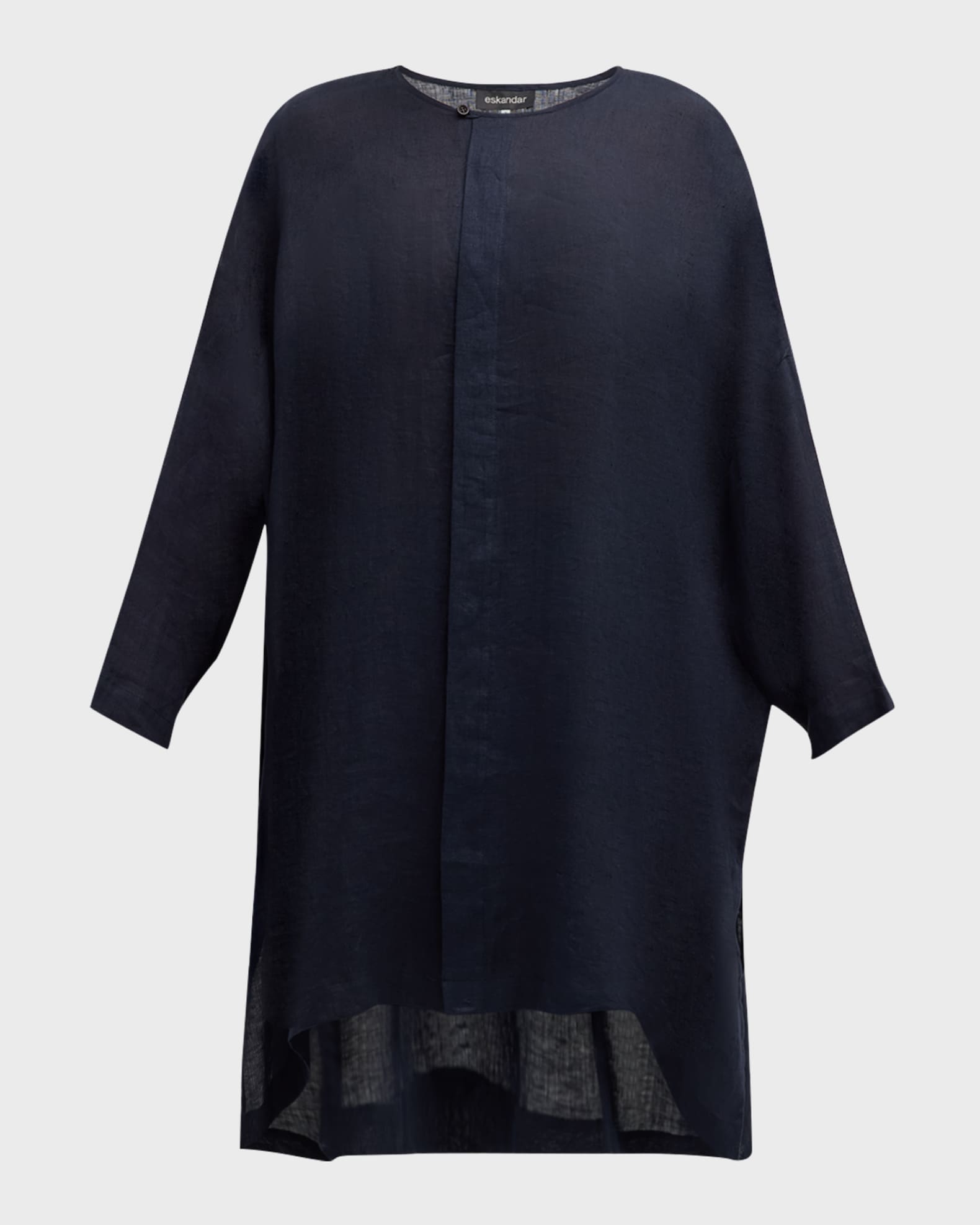 Eskandar Wide Longer-Back Bound Neck Shirt (Very Long Length) With ...