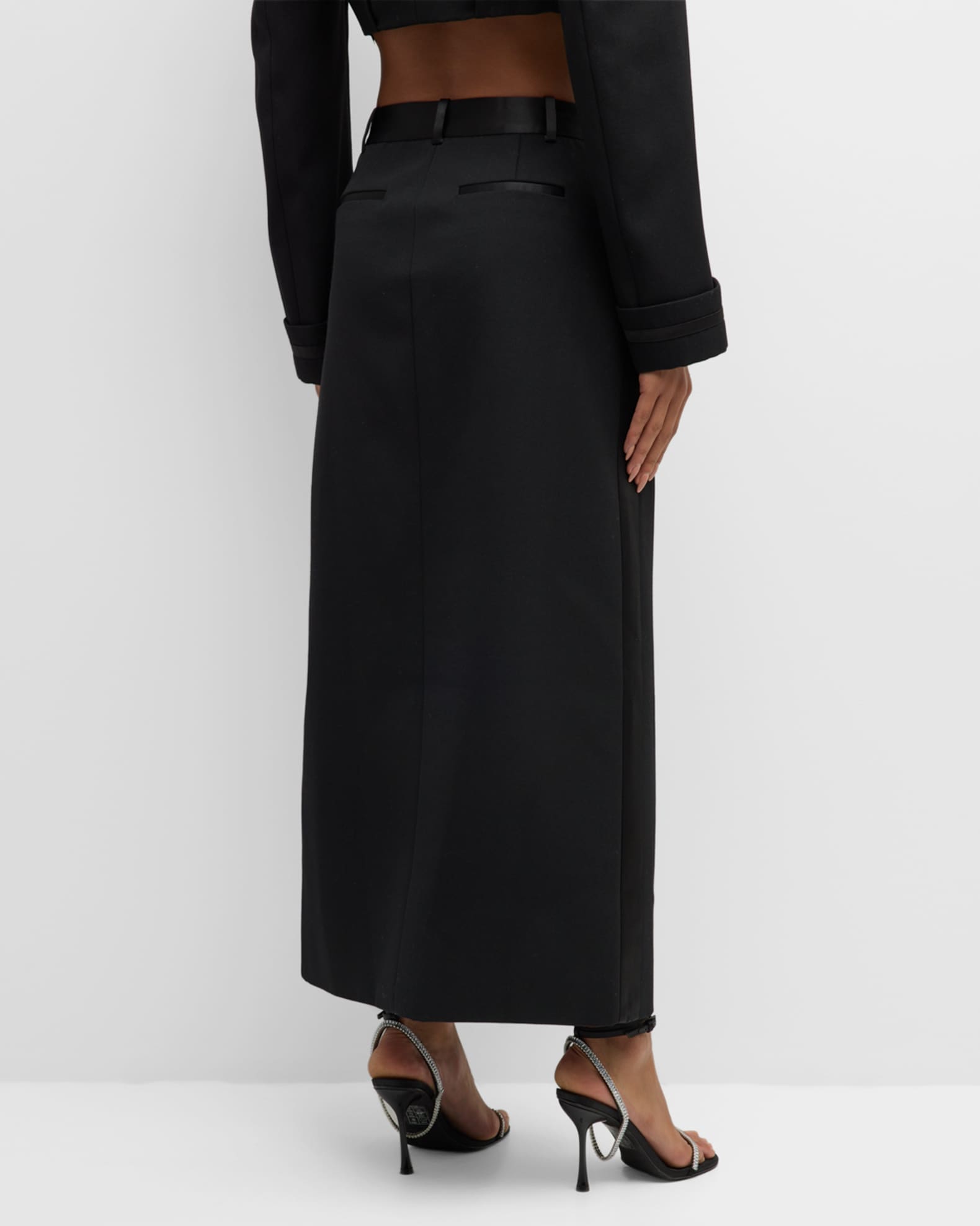 SIMKHAI Clarissa Overlapping Satin Combo Maxi Skirt | Neiman Marcus