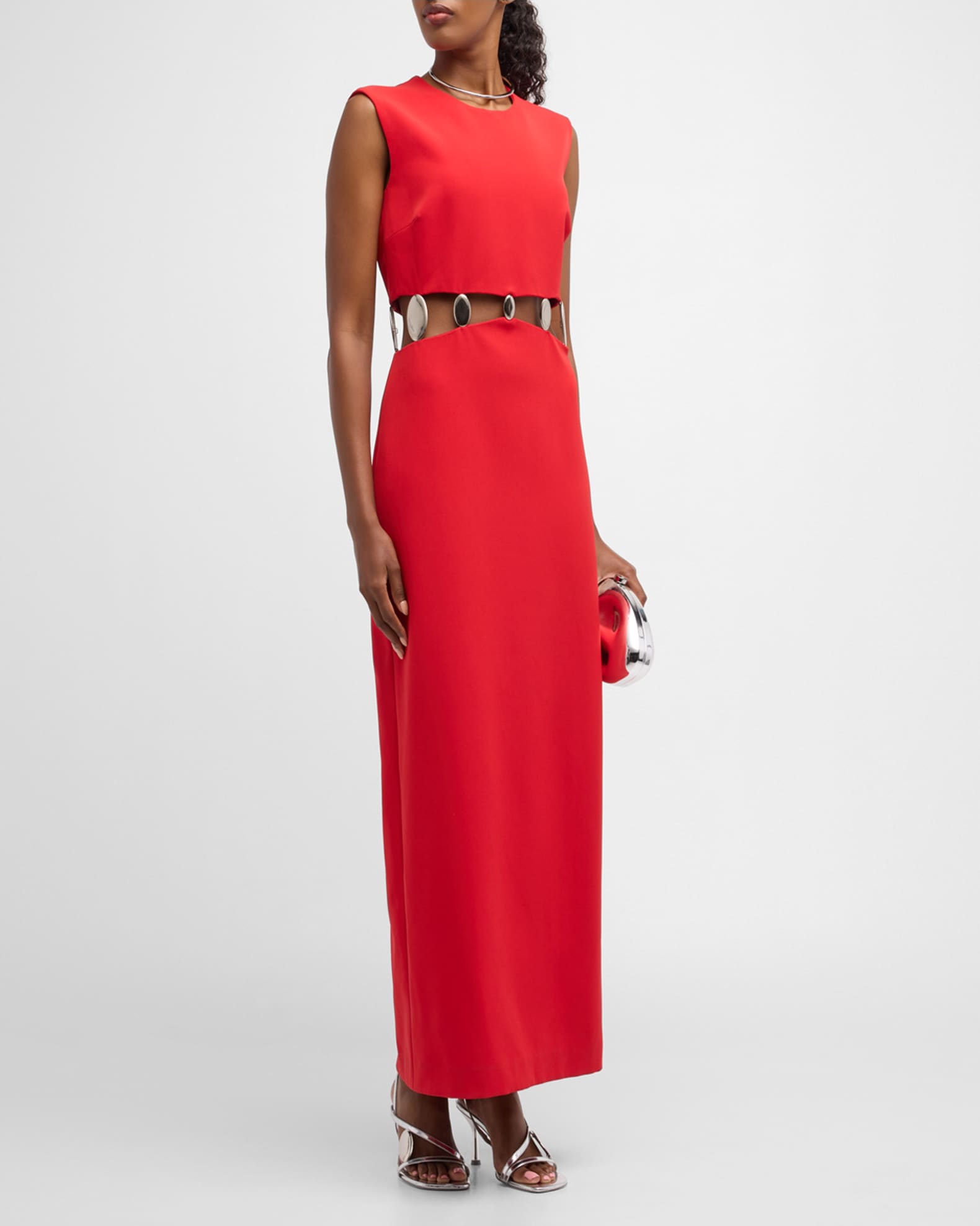 SIMKHAI Isadora Sleeveless Cutout Embellished Gown | Neiman Marcus