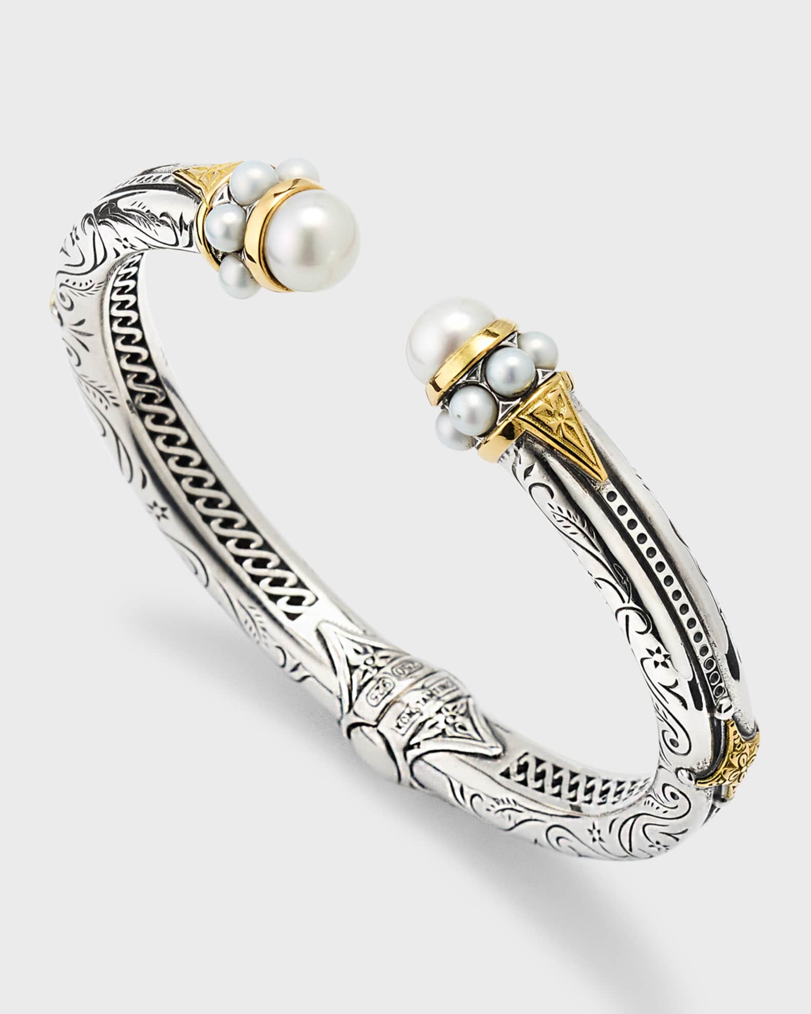 Konstantino Sterling Silver and 18K Gold Pearl Bangle Bracelet | Neiman ...