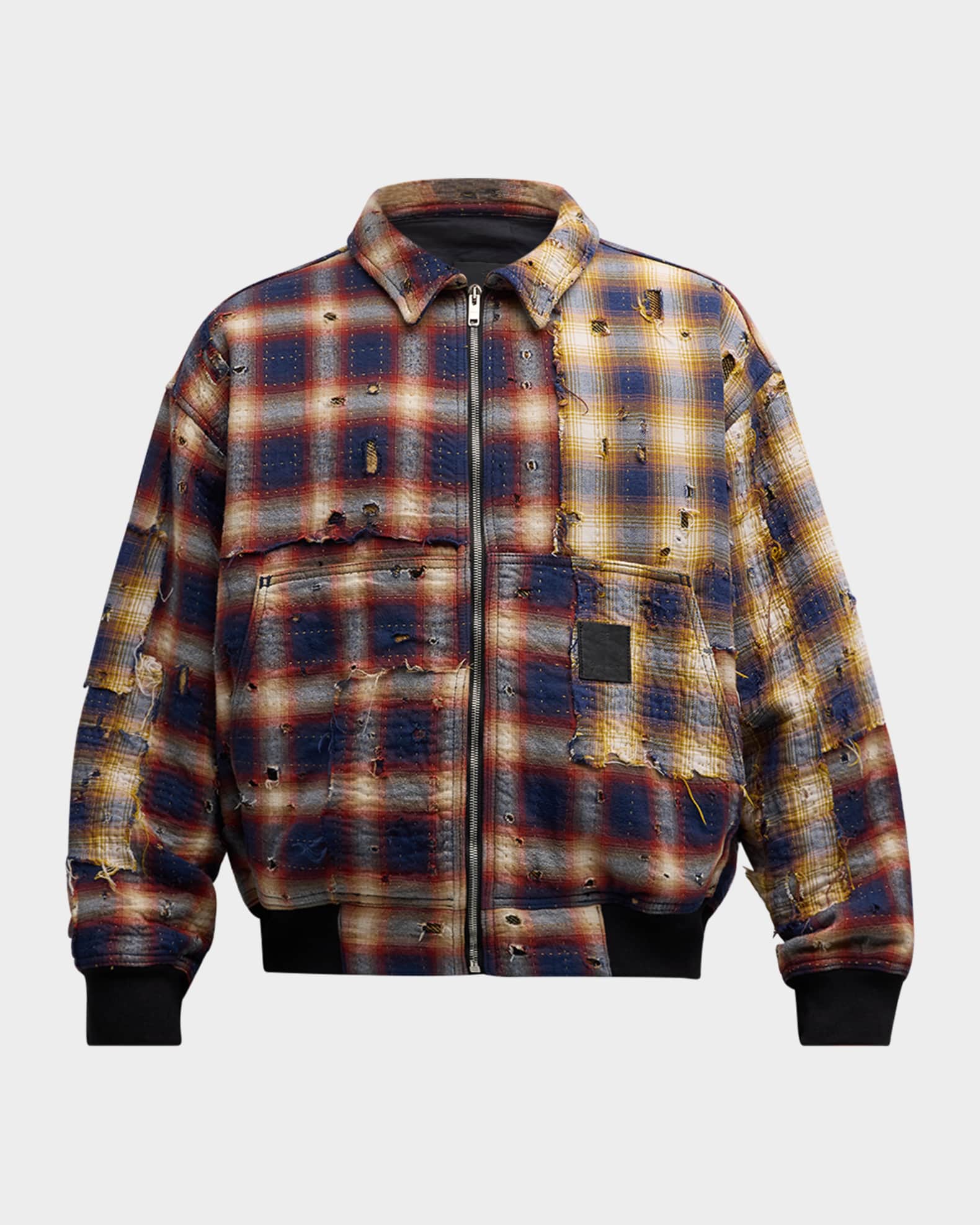 Givenchy Men's Patchwork Plaid Workwear Jacket | Neiman Marcus