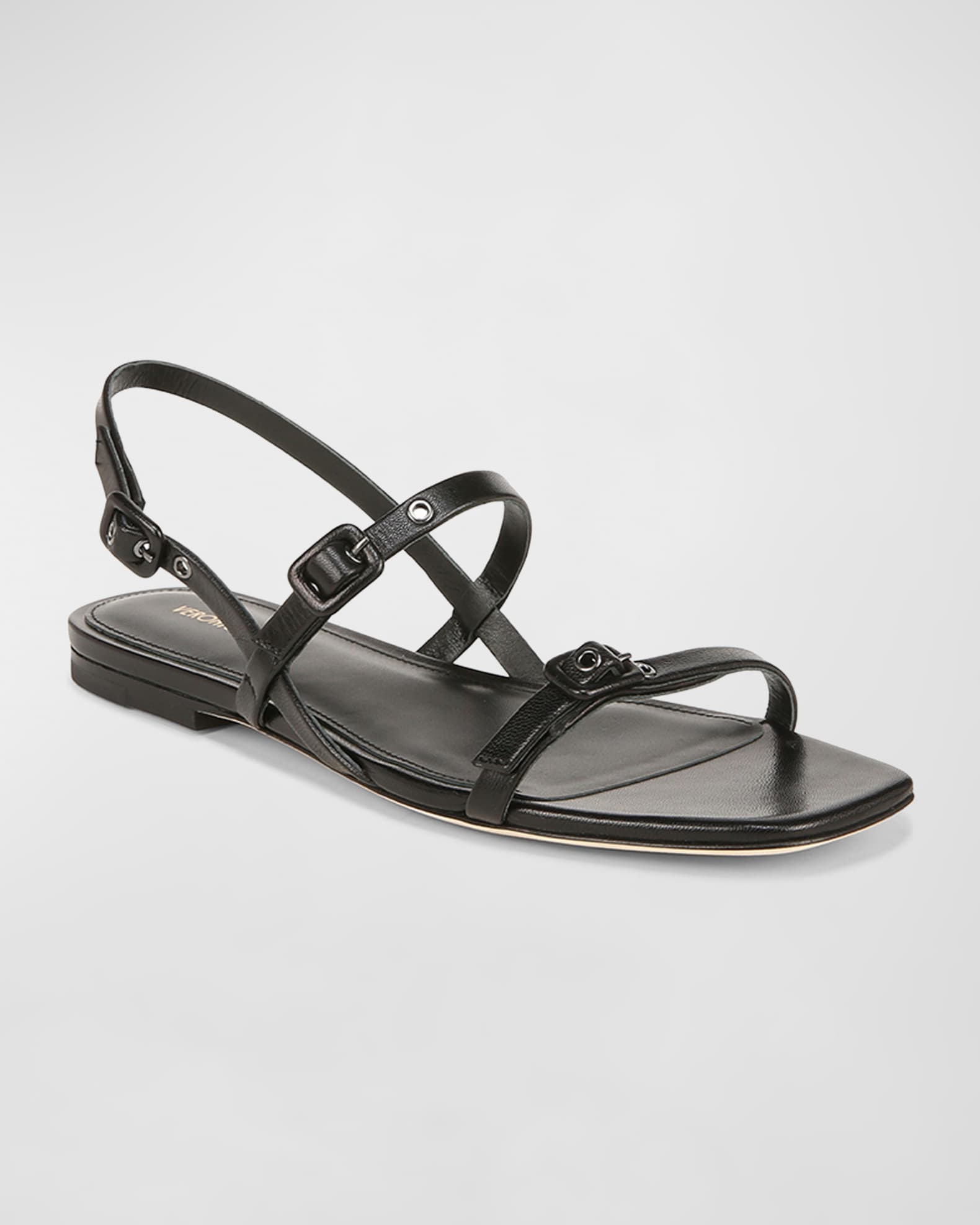 Veronica Beard Malinda Leather Buckle Slingback Sandals | Neiman Marcus