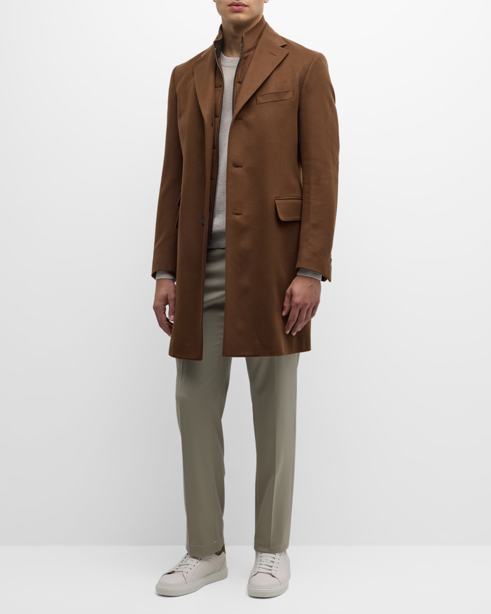 Corneliani Men's Wool Overcoat with Detachable Liner | Neiman Marcus