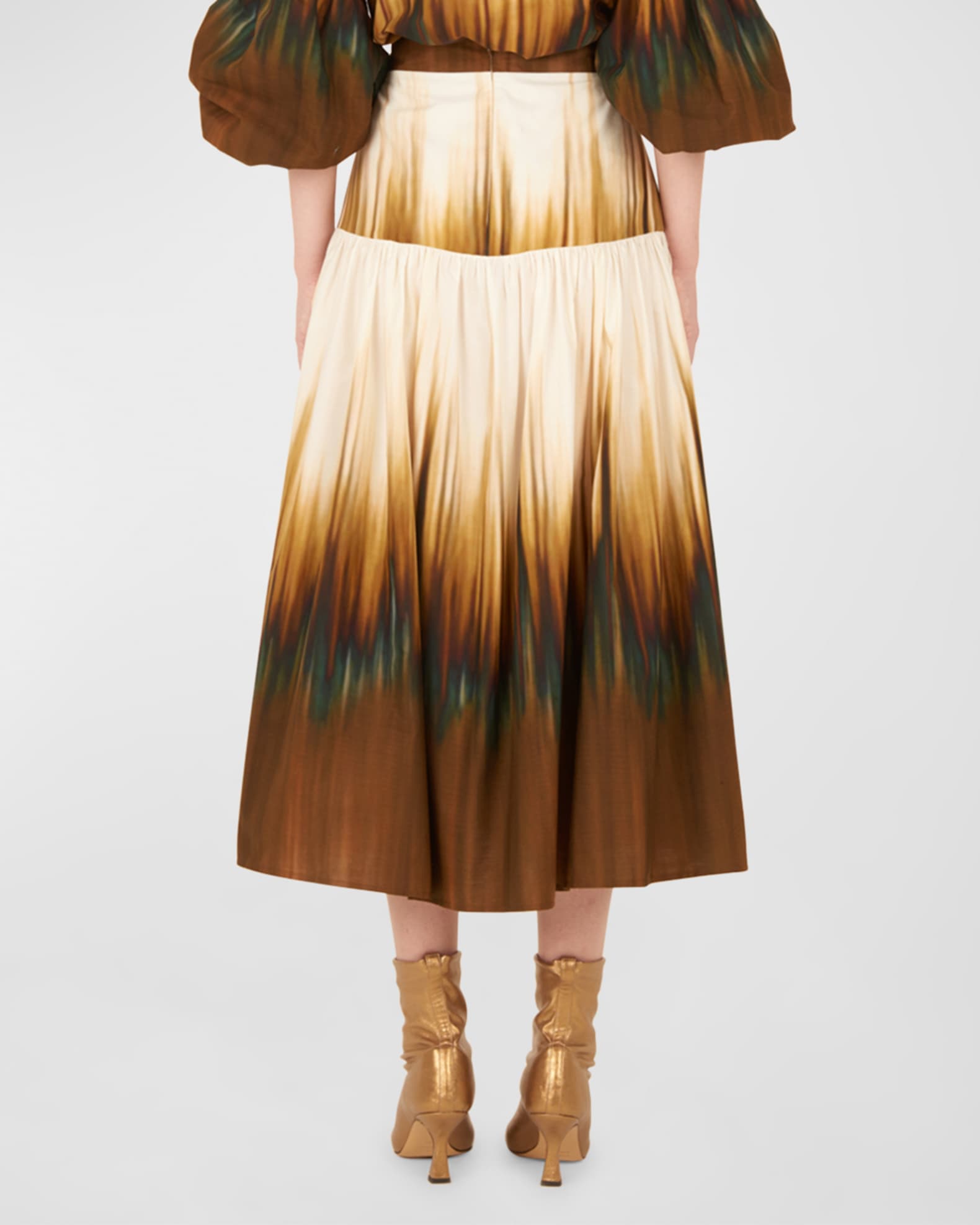 Silvia Tcherassi Damla Degrade-Print Tiered Midi Skirt | Neiman Marcus