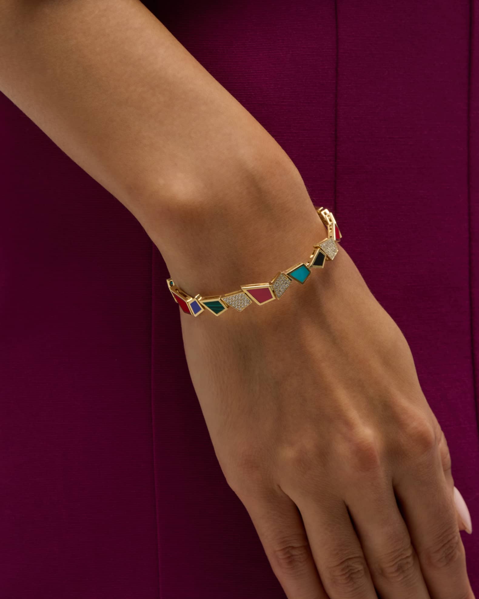 L'atelier Nawbar 18K Yellow Gold Fragments Diamond And Coral Bangle ...