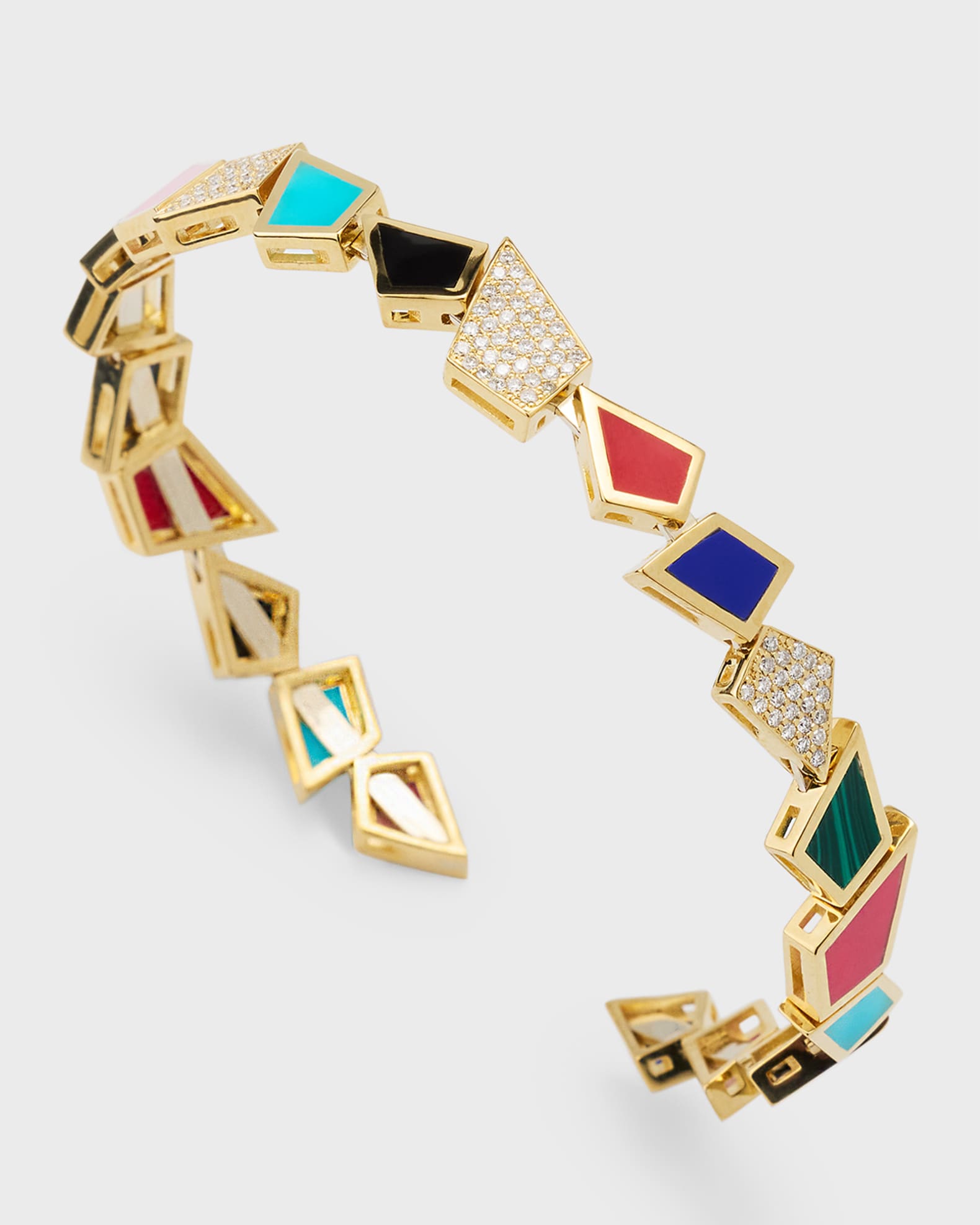 L'atelier Nawbar 18K Yellow Gold Fragments Diamond And Coral Bangle ...