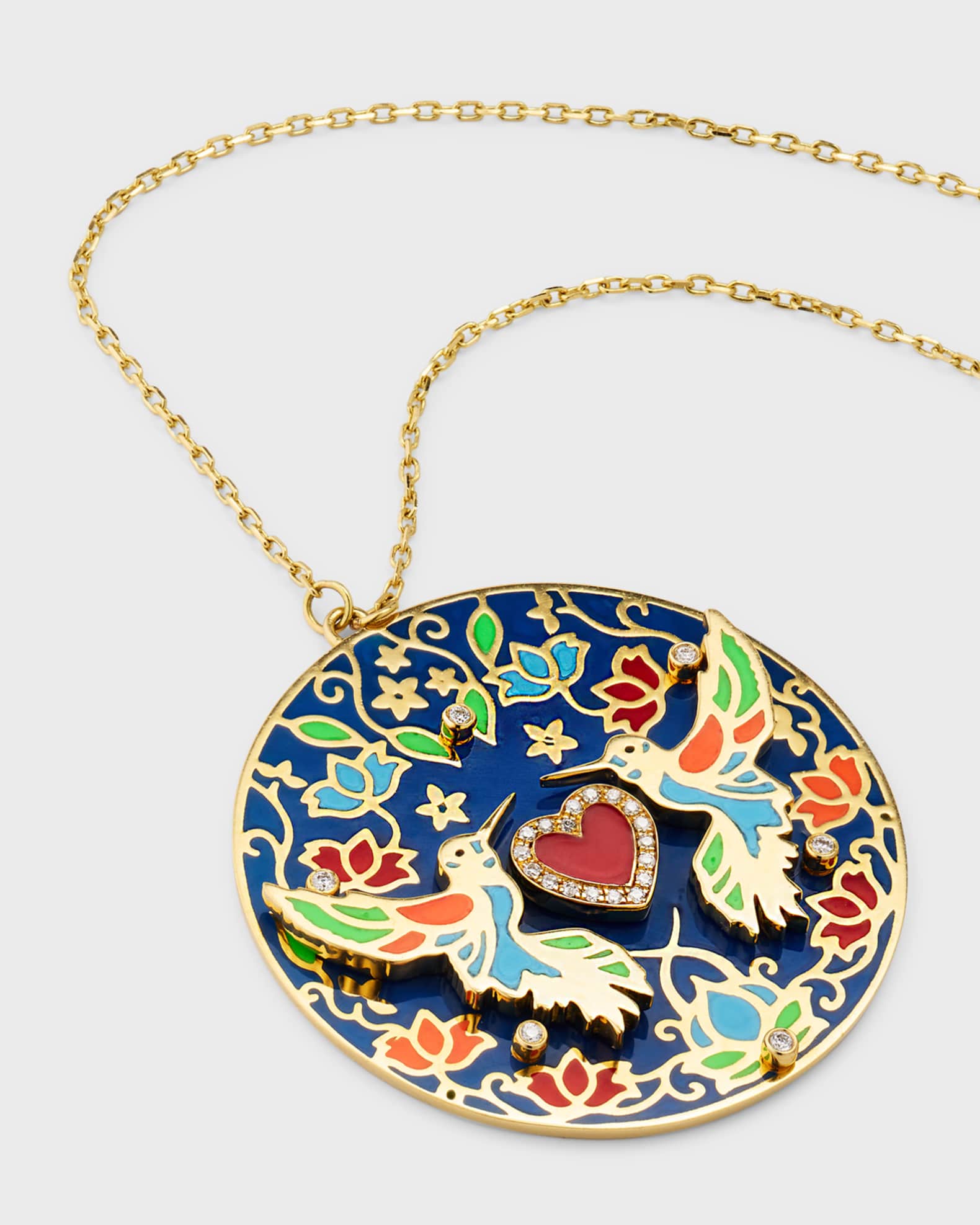 L'atelier Nawbar 18K Yellow Gold Diamond Love Bird Big Pendant Necklace ...