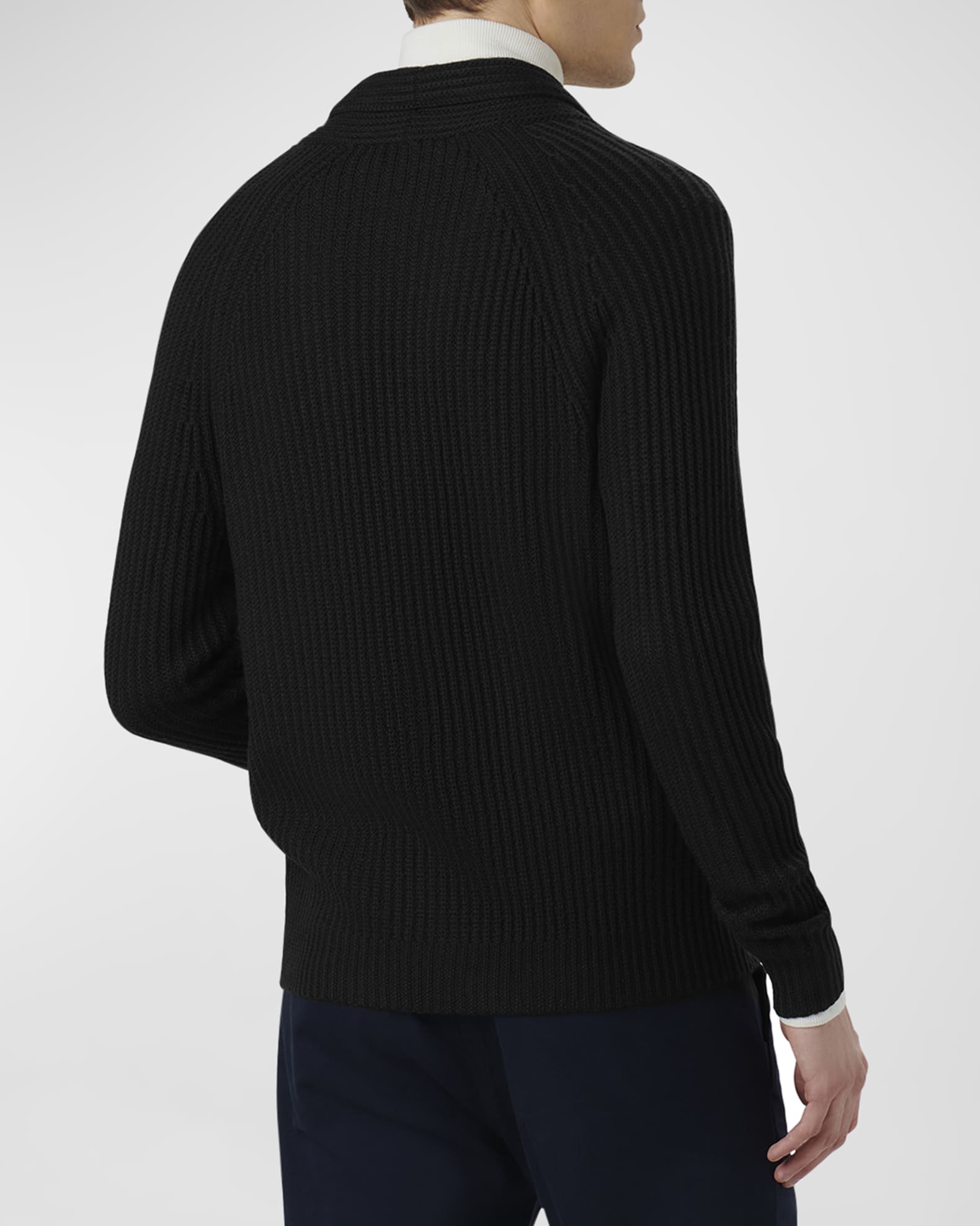 Bugatchi Men's Ribbed Shawl Cardigan Sweater | Neiman Marcus
