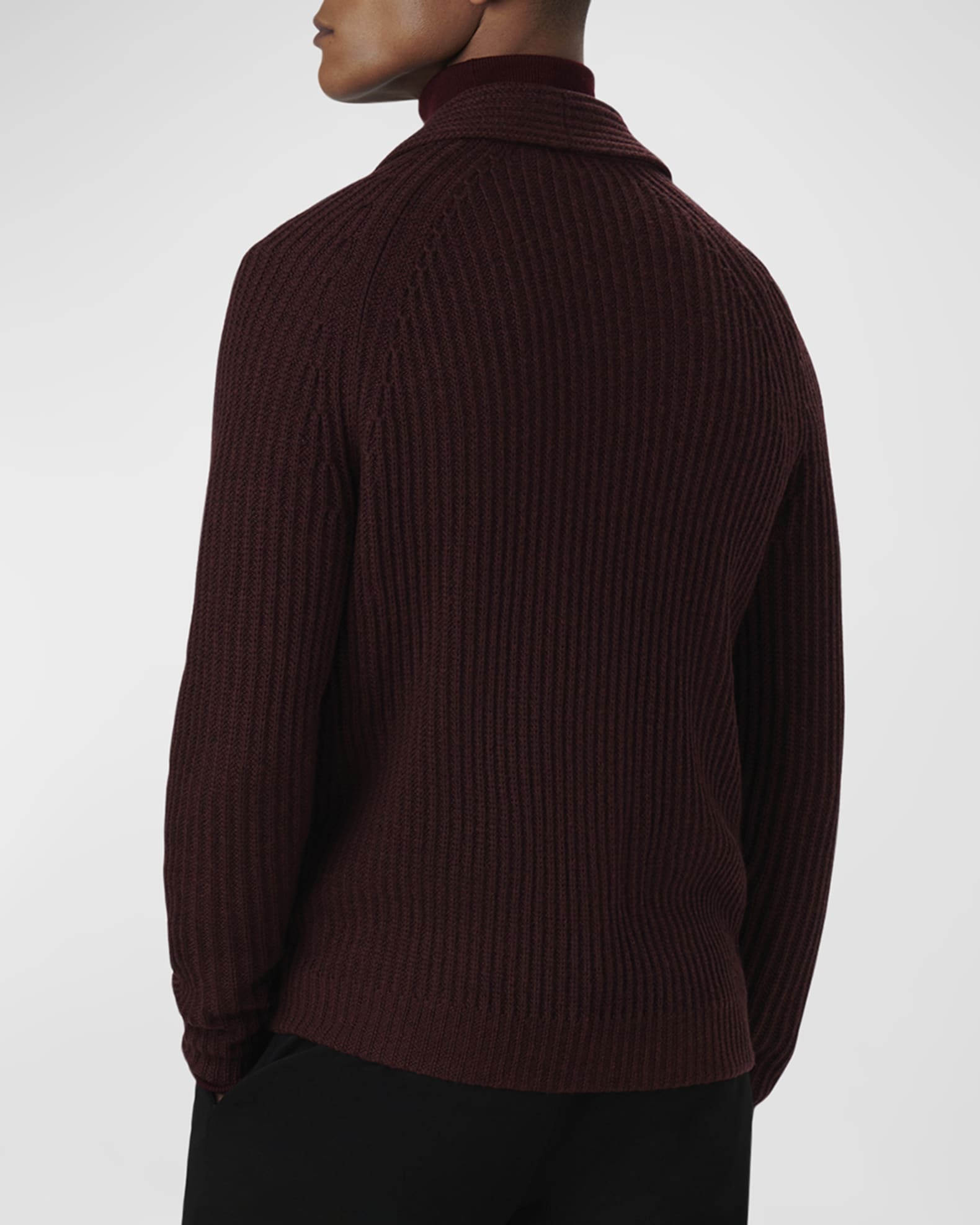 Bugatchi Men's Ribbed Shawl Cardigan Sweater | Neiman Marcus