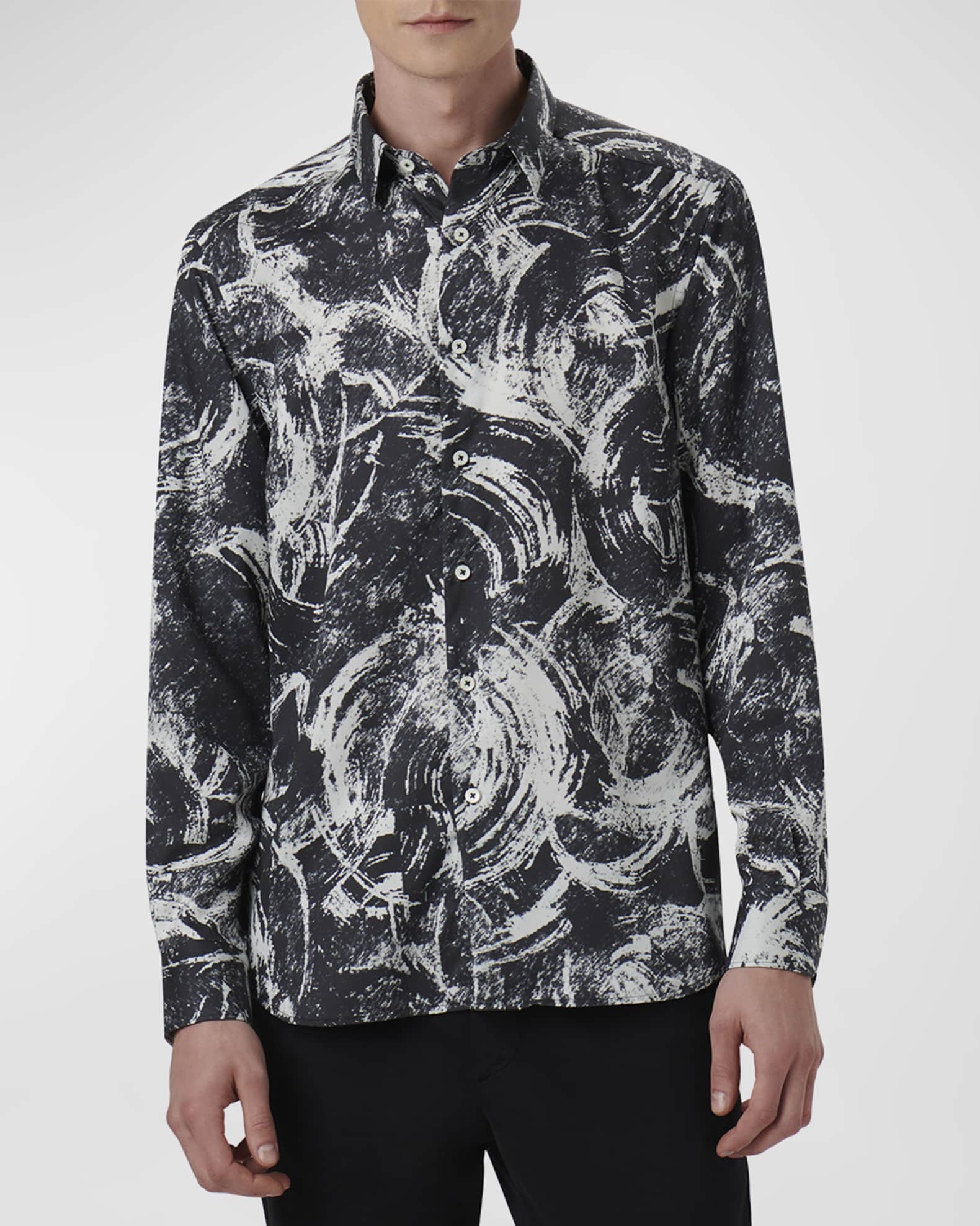 Bugatchi Men's Two-Tone Abstract Sport Shirt | Neiman Marcus