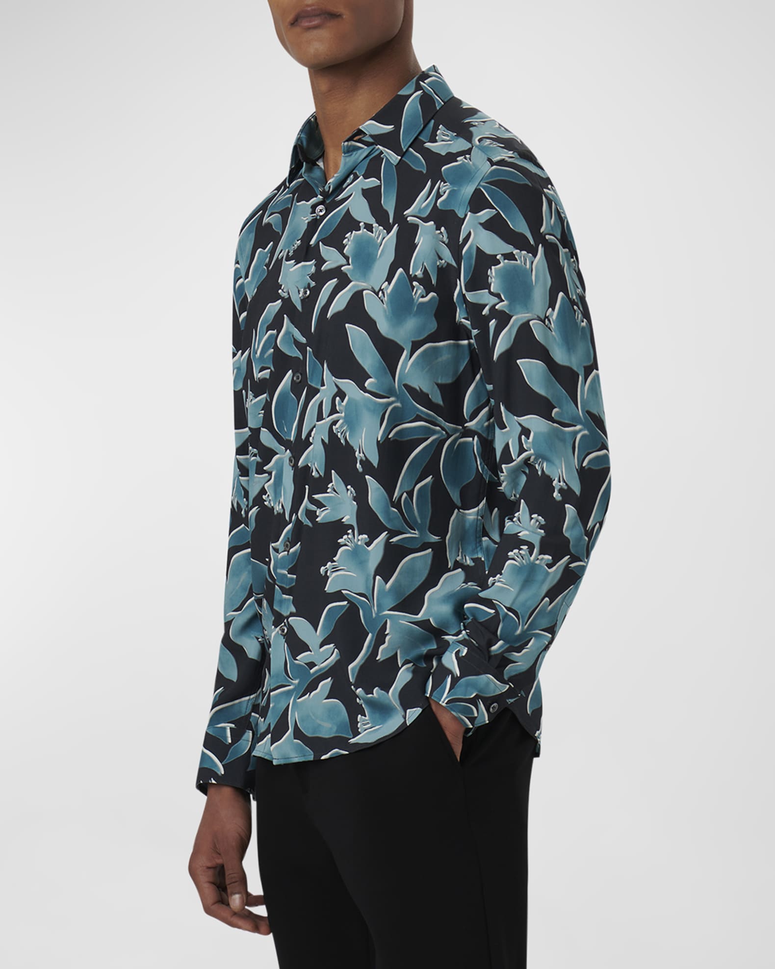 Bugatchi Men's EcoVero Floral Sport Shirt | Neiman Marcus
