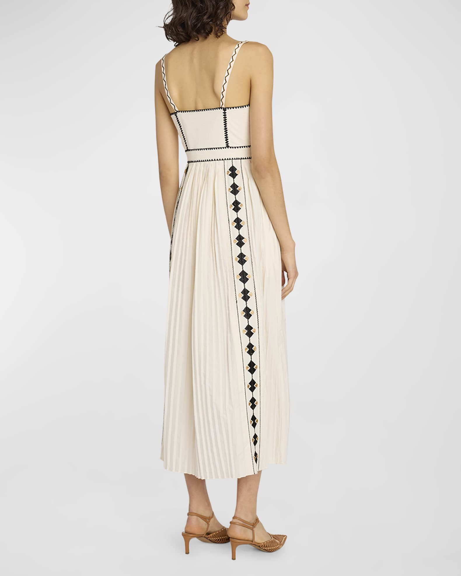 Ulla Johnson Elin Embroidered Poplin Pleated Bustier Midi Dress ...