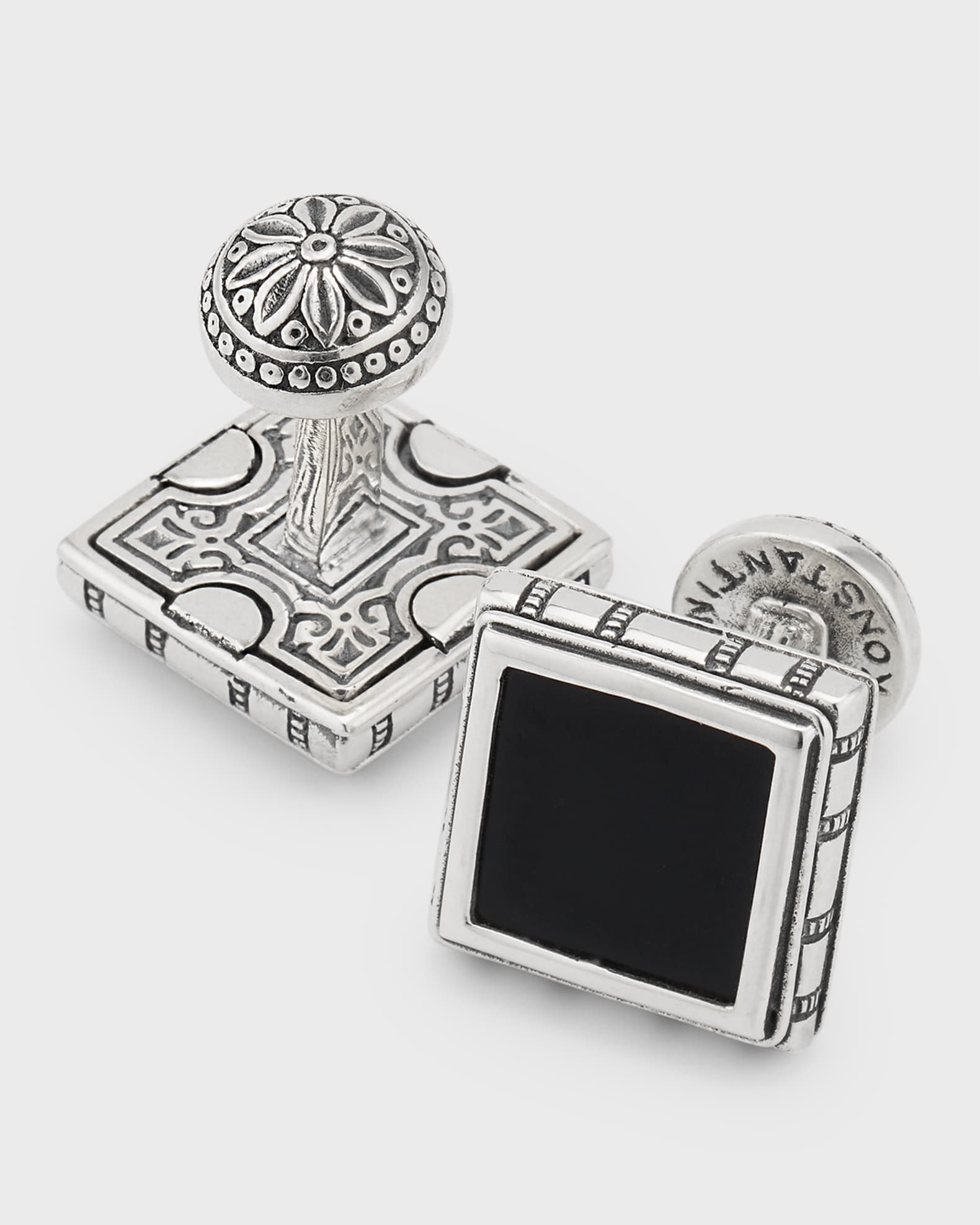 Konstantino Men's Sterling Silver and Black Onyx Square Cufflinks | Neiman Marcus