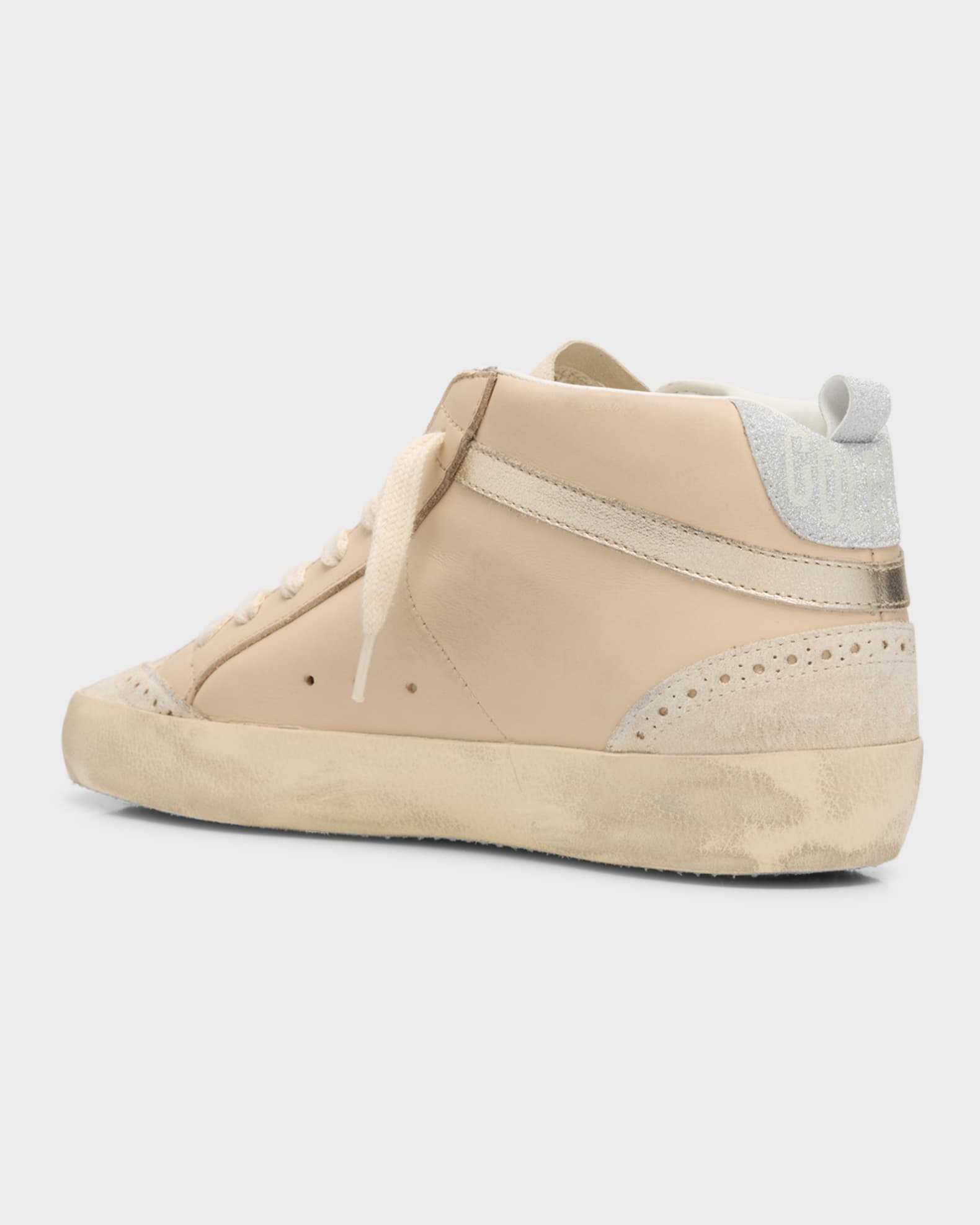 Golden Goose Mid Star Suede Glitter Wing-Tip Sneakers | Neiman Marcus