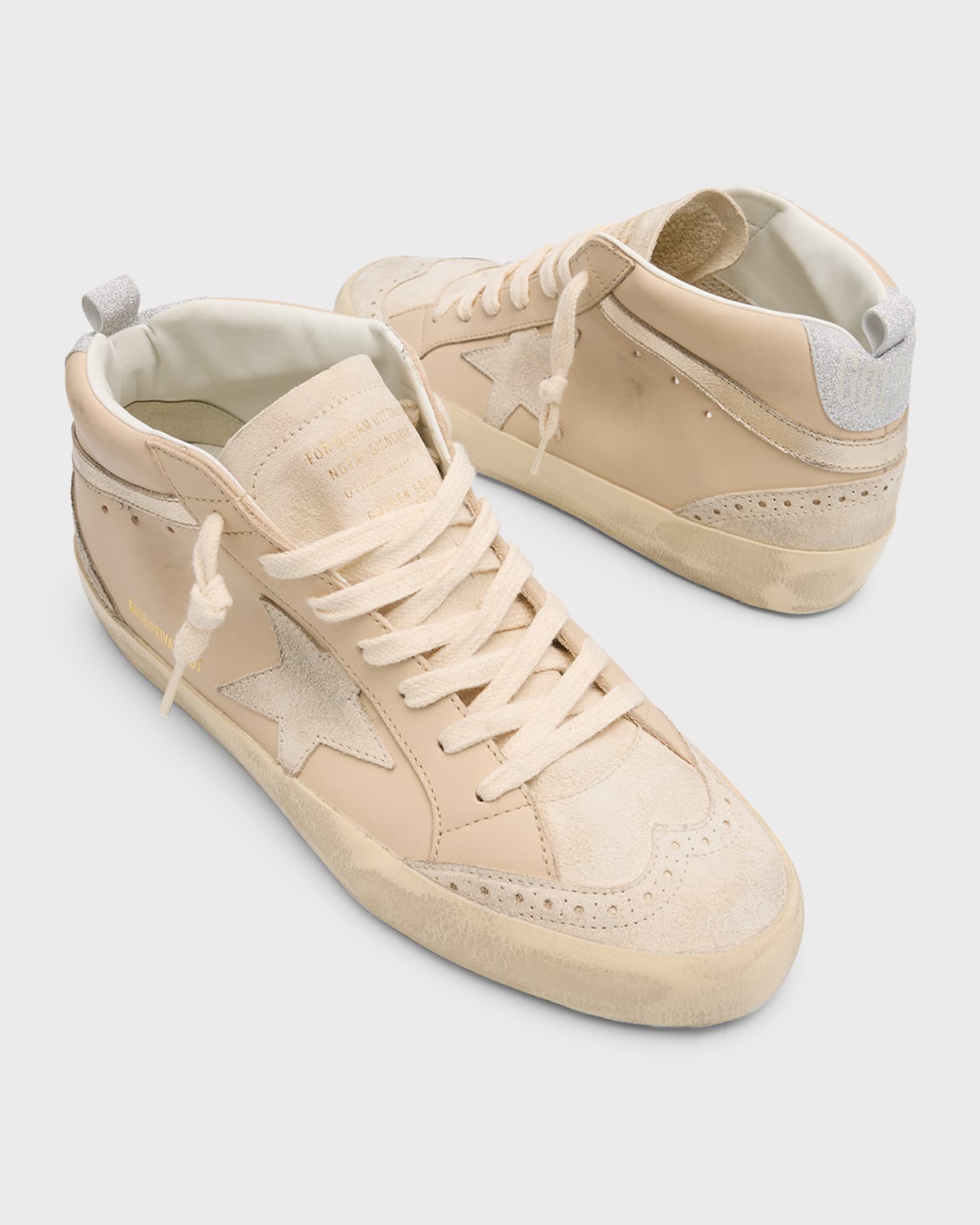 Golden Goose Mid Star Suede Glitter Wing-Tip Sneakers | Neiman Marcus