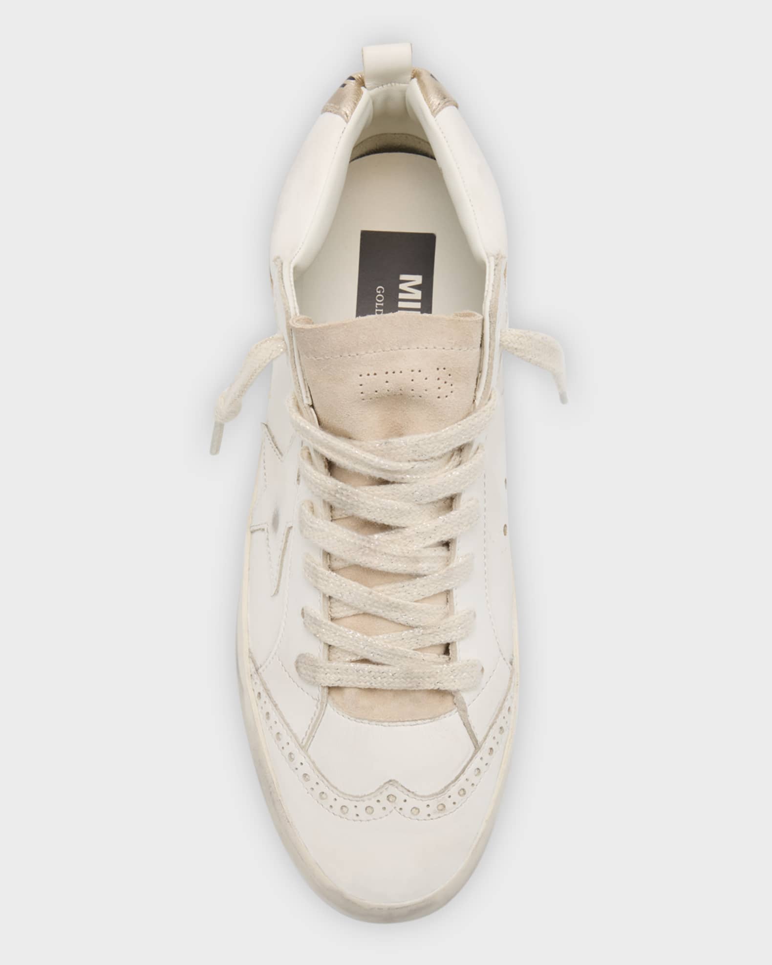 Golden Goose Mid Star Mixed Leather Wing-Tip Sneakers | Neiman Marcus