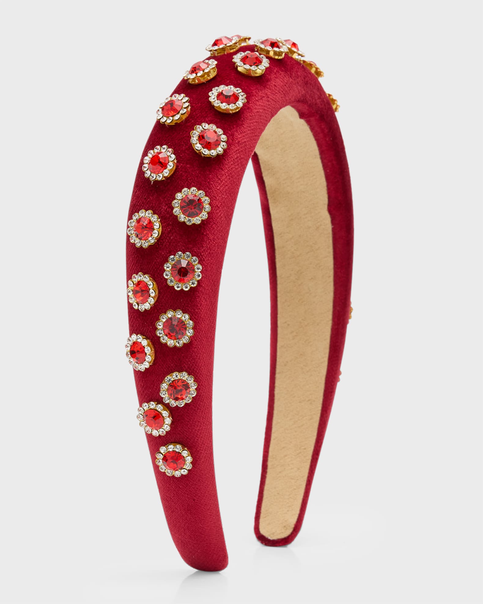 Bari Lynn Girl's Velvet Jeweled Puff Headband | Neiman Marcus