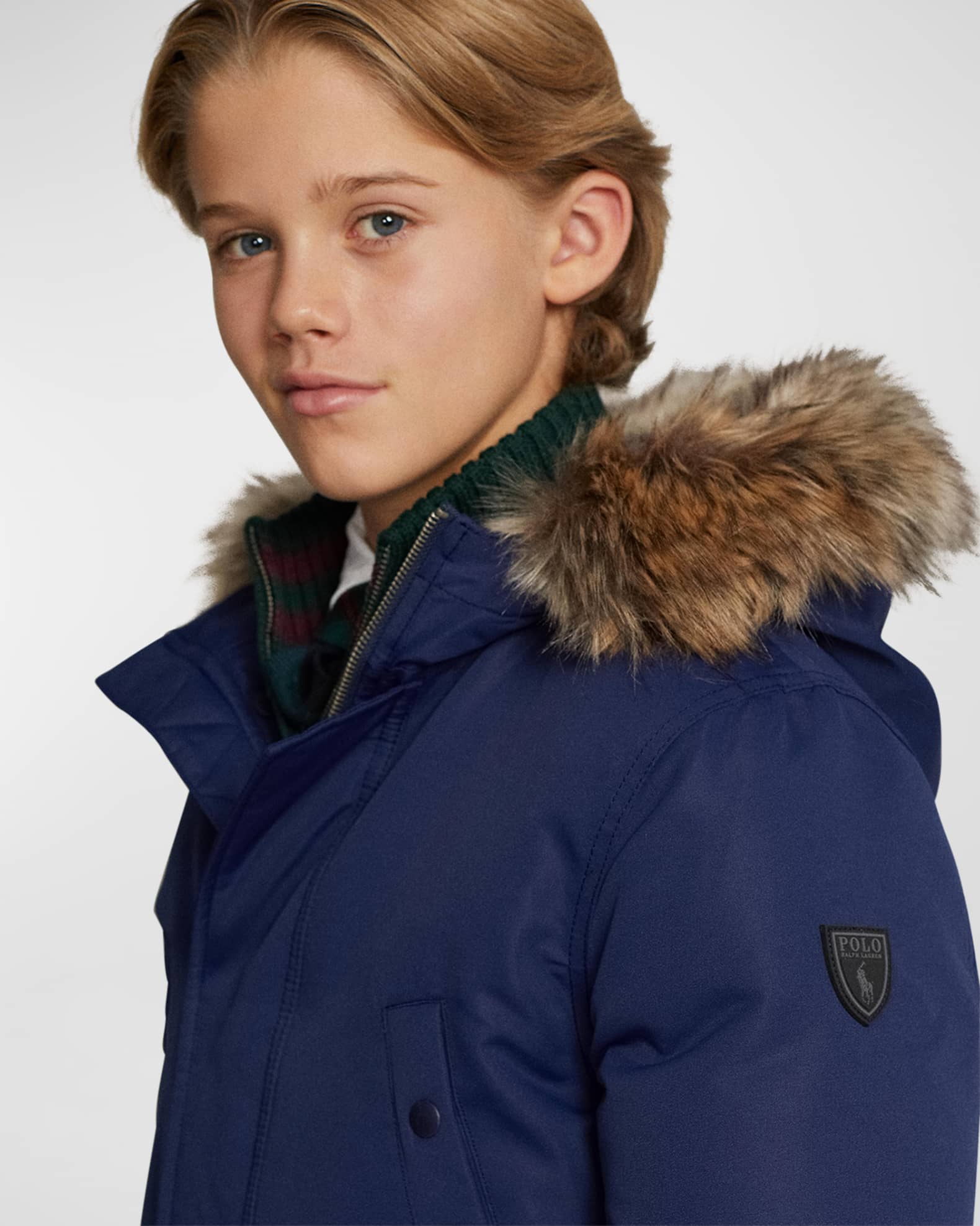 Boy's Poly Faille Parka Coat | Neiman Marcus